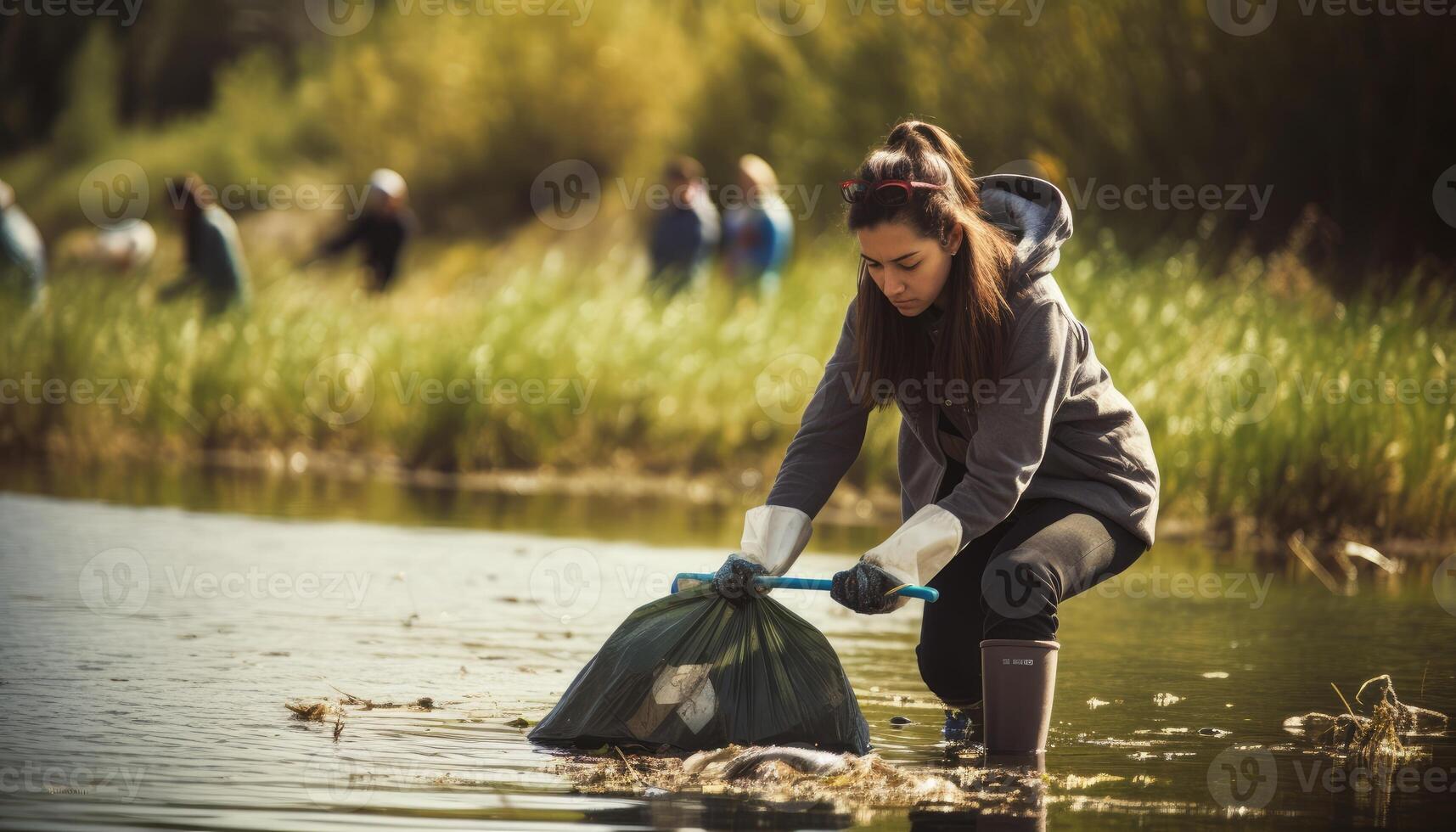 A person participating in a local community clean-up event, picking up ... A person participating in a local community clean-up event, picking up ...