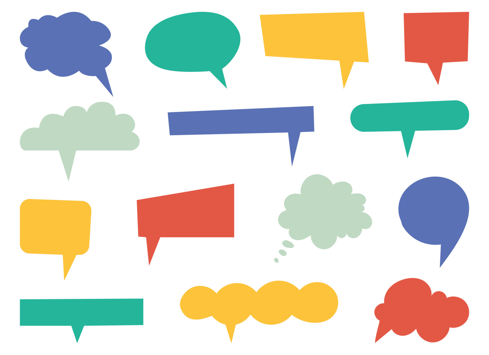 Speech bubble collection in flat style vector illustration isolated on ...