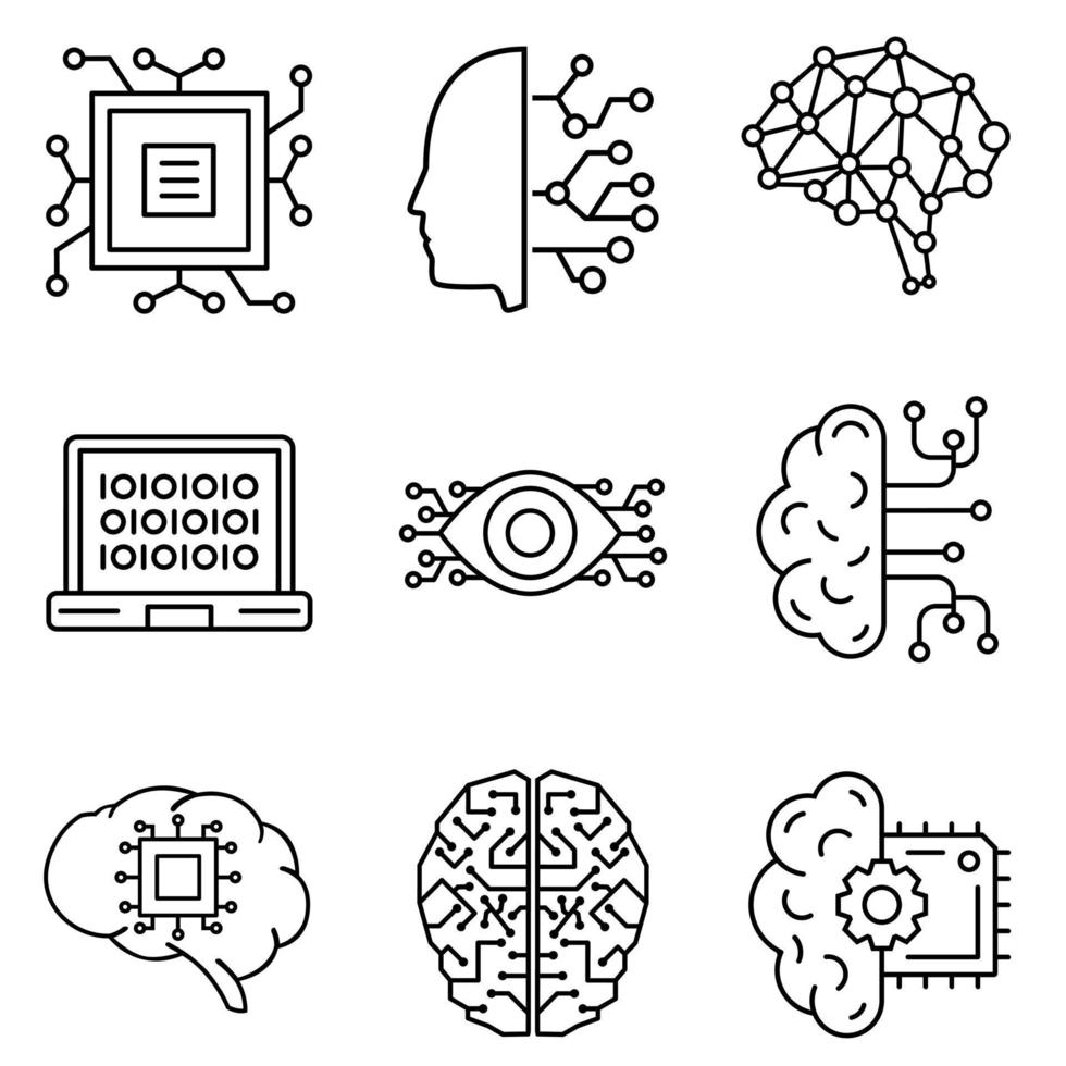 Artificial intelligence icon vector set. AI illustration sign collection. Technology symbol ...