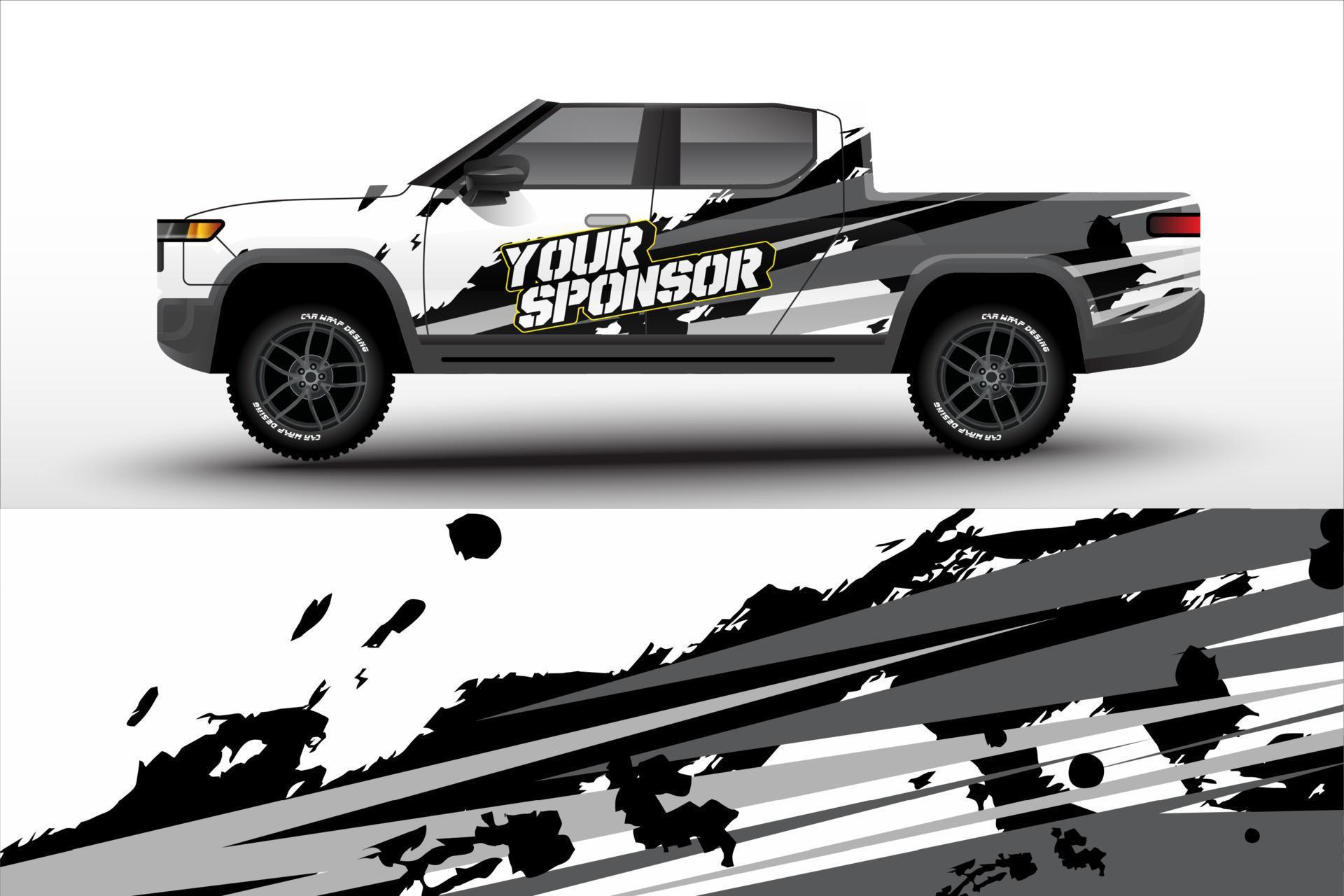 Pick up truck decal wrap design vector. Graphic modern abstract stripe racing background kit ...