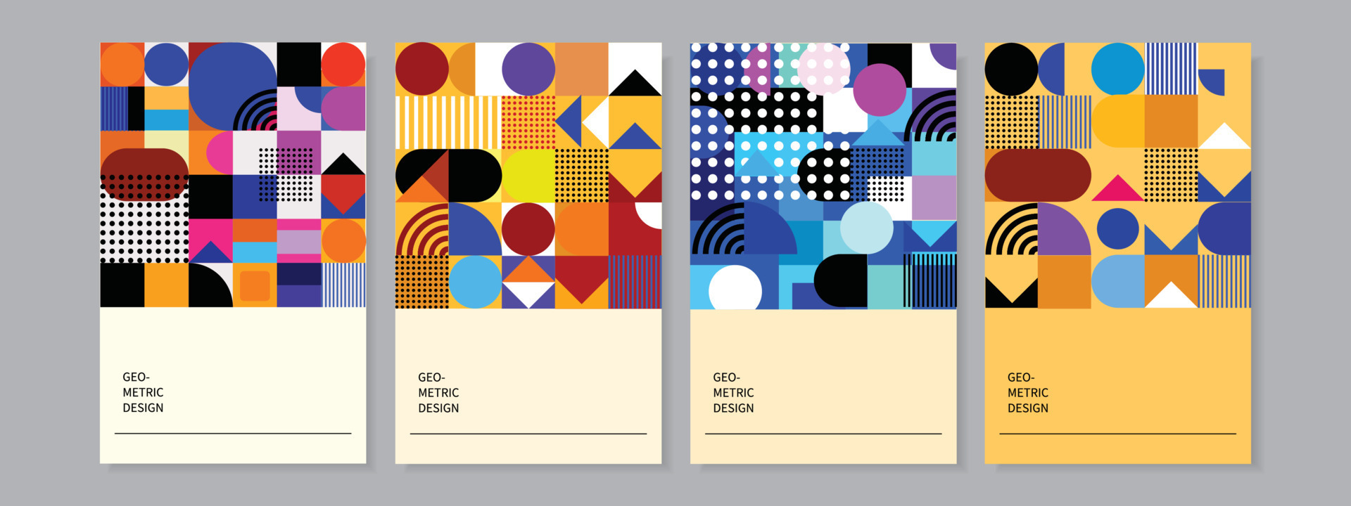 Colorful geometric vintage composition graphic design template set ...