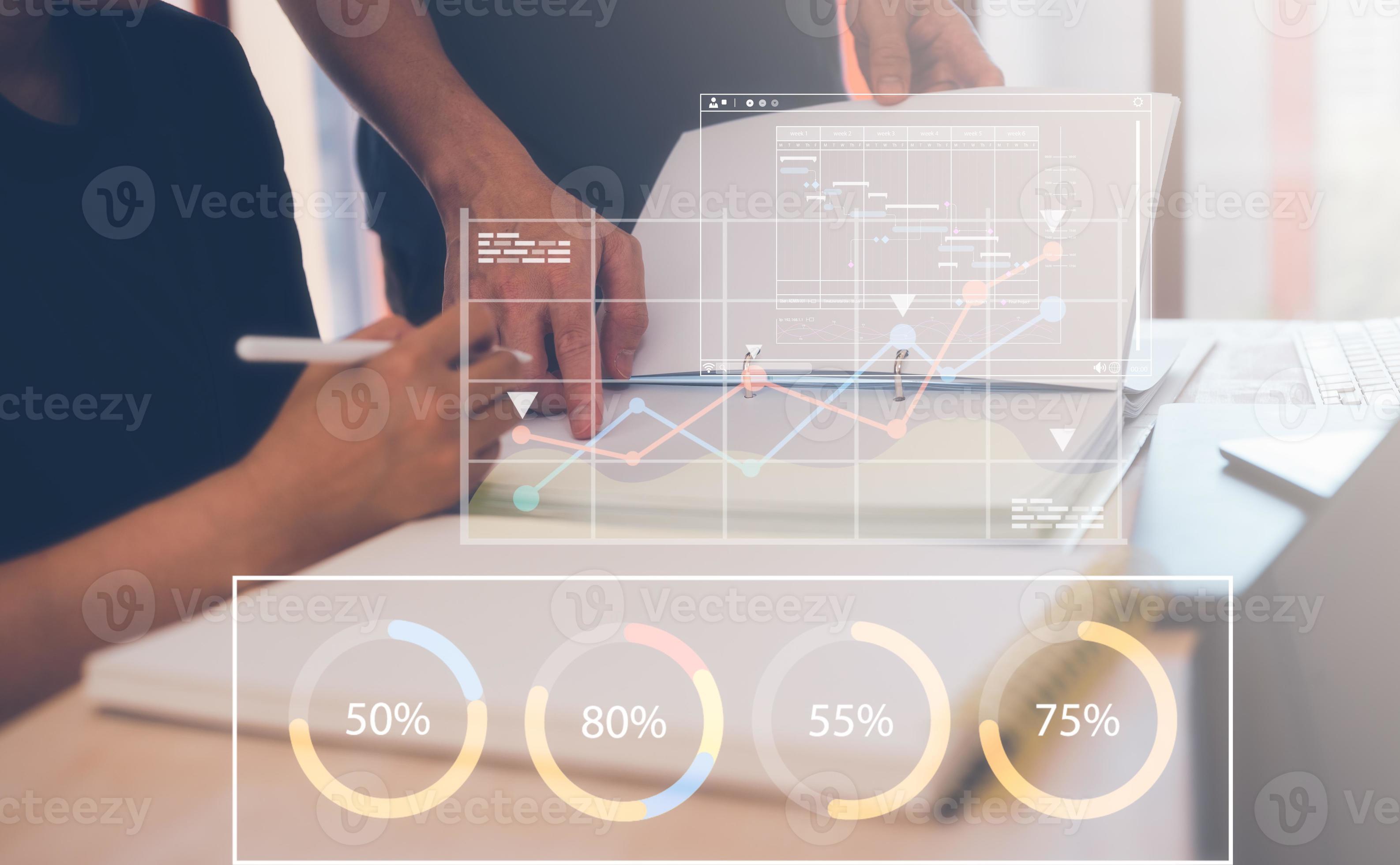 analista discusión en datos gráficos, analista trabajando con negocio ...
