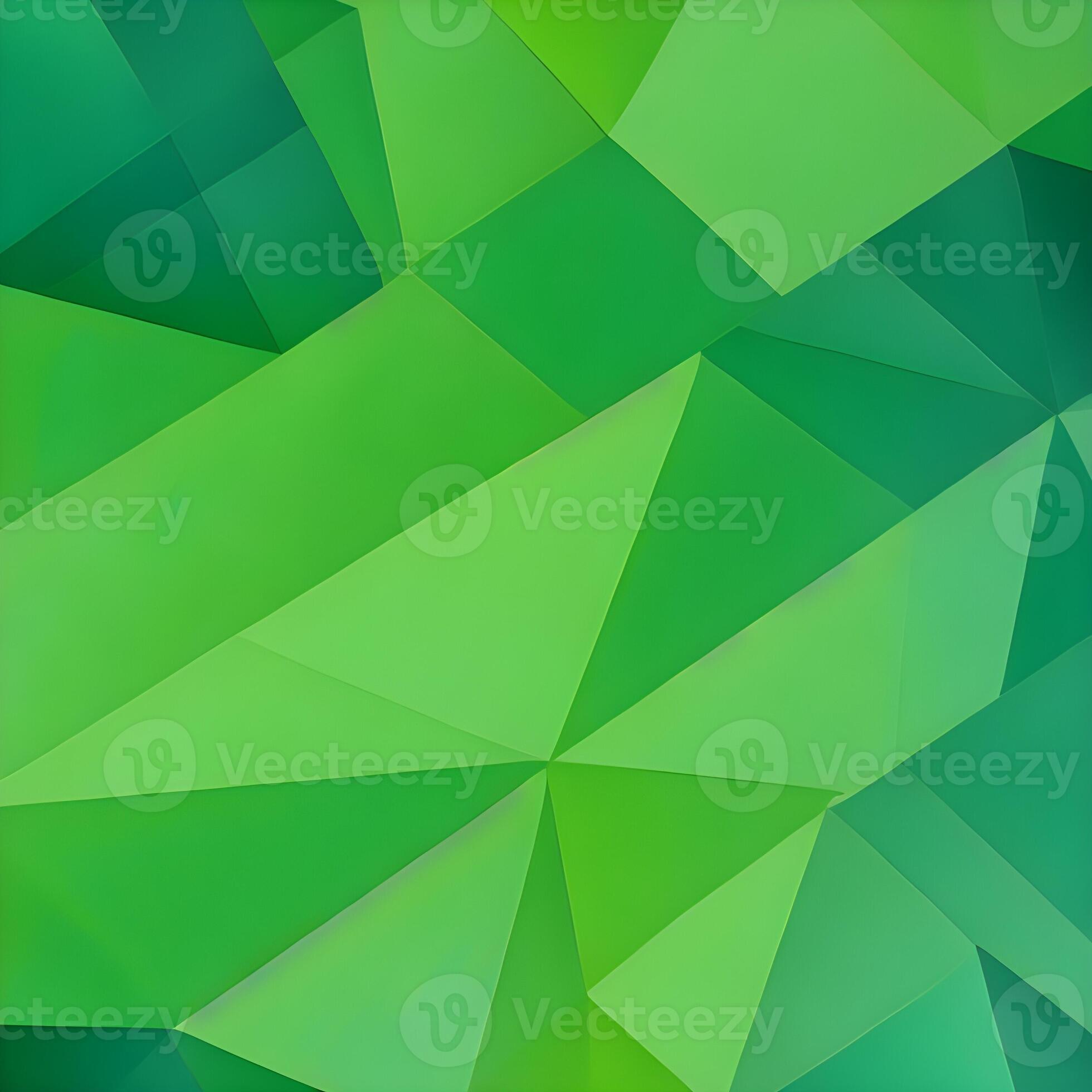 Geometric pattern of overlapping polygons in green tones. The image was ...