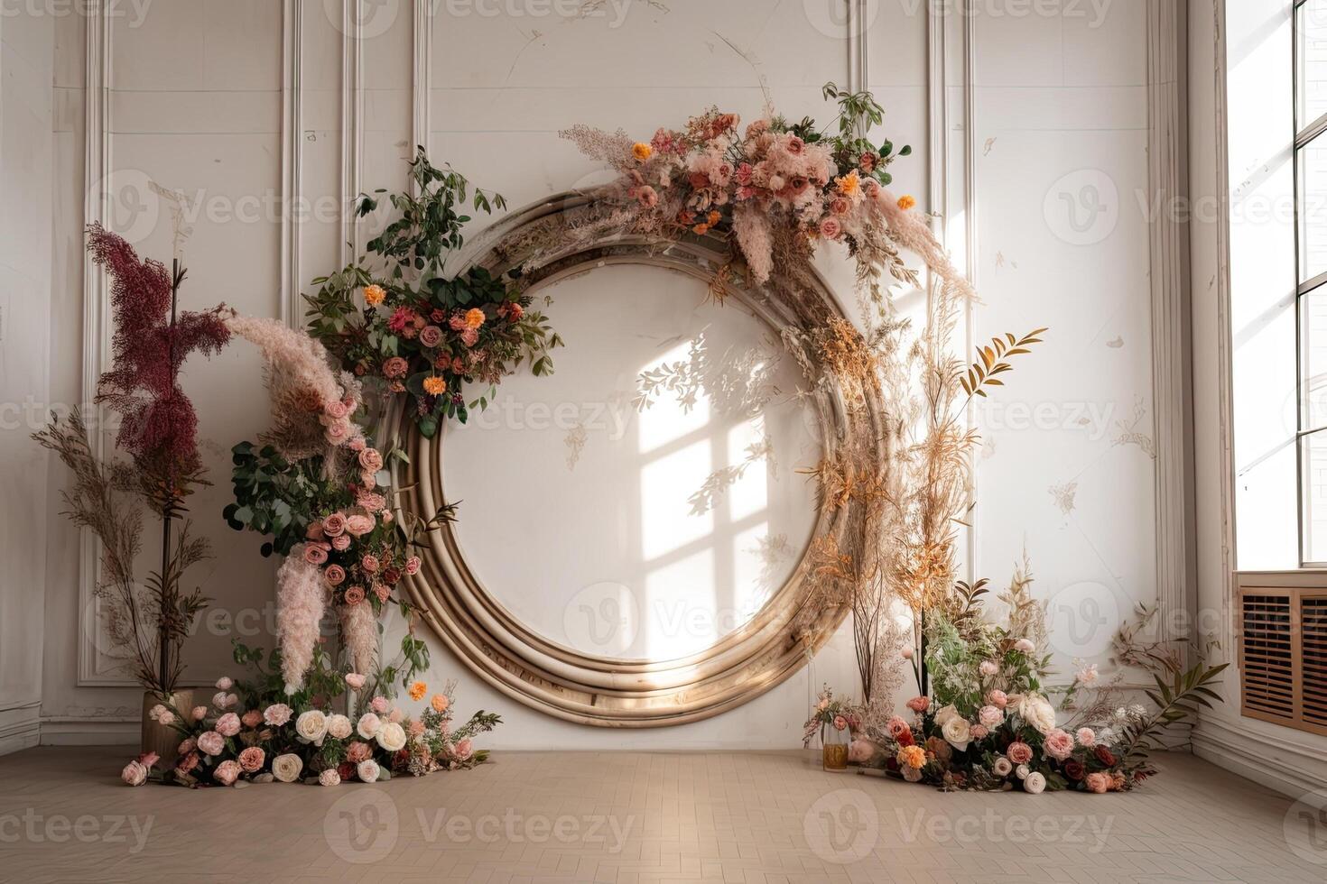 wedding backdrop aesthetic flower decoration indoor studio background ...