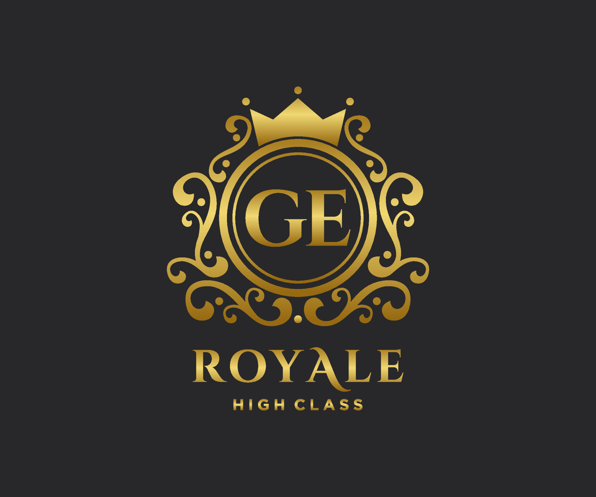 Golden Letter GE template logo Luxury gold letter with crown. Monogram alphabet . Beautiful ...
