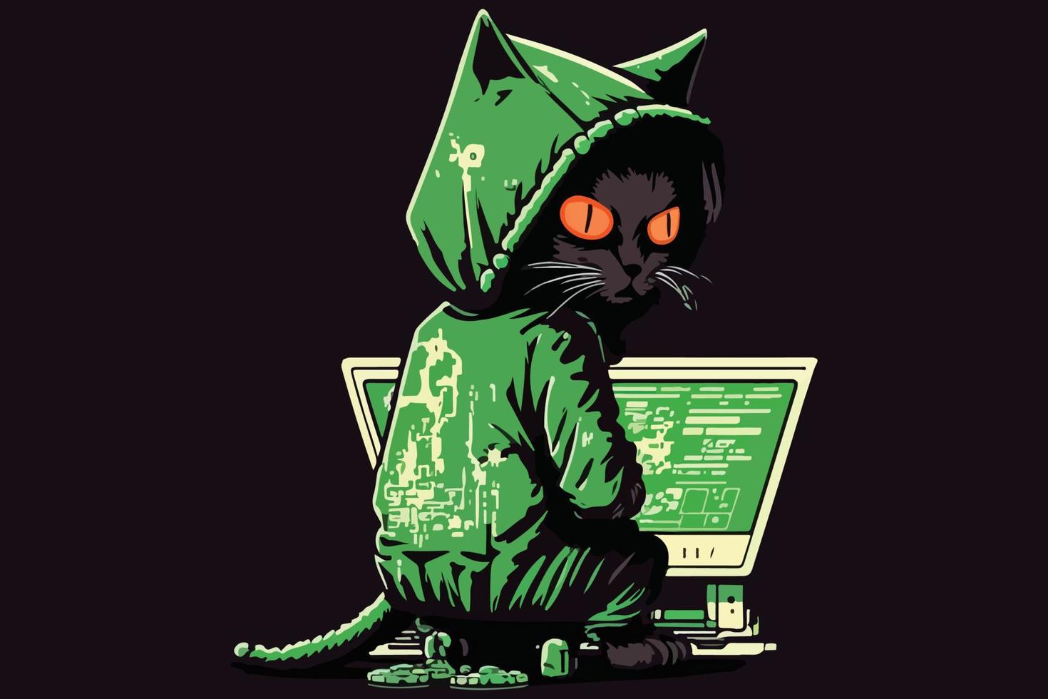 Cat hacker vector illustration 22329367 Vector Art at Vecteezy Cat hacker vector illustration 22329367 Vector Art at Vecteezy
