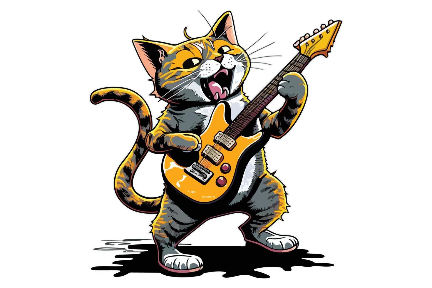 Cat playing guitar vector illustration 22330420 Vector Art at Vecteezy Cat playing guitar vector illustration 22330420 Vector Art at Vecteezy