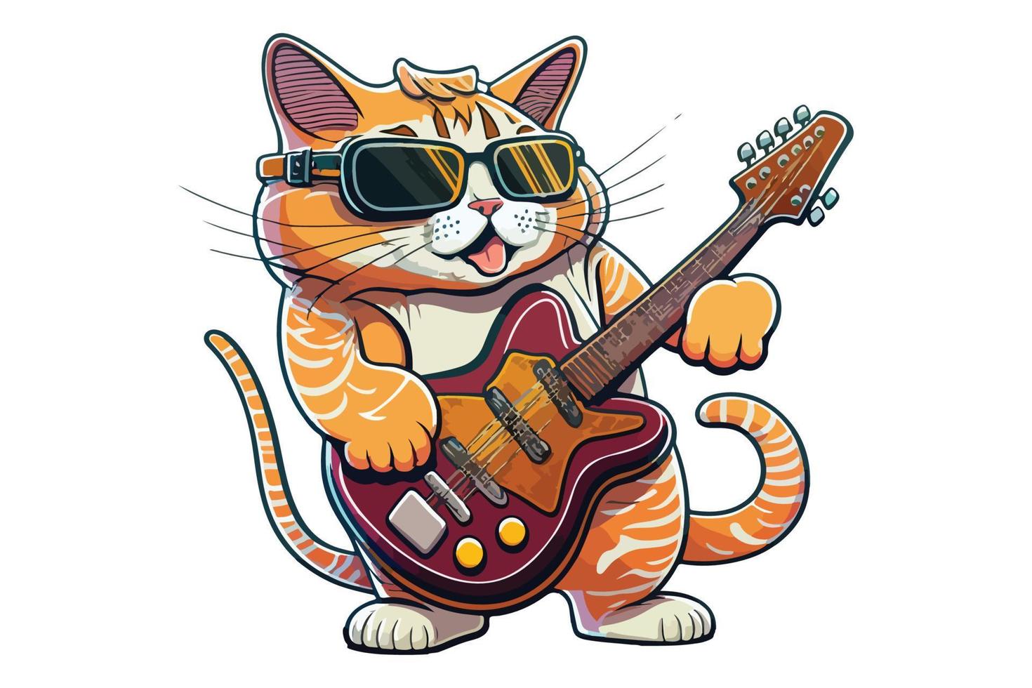 Cat playing guitar vector illustration 22330429 Vector Art at Vecteezy Cat playing guitar vector illustration 22330429 Vector Art at Vecteezy