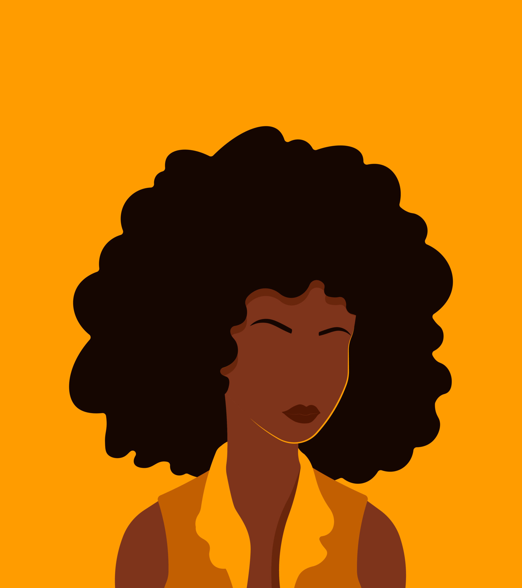 Vector Abstract Art With African American Woman Minimalist Vector
