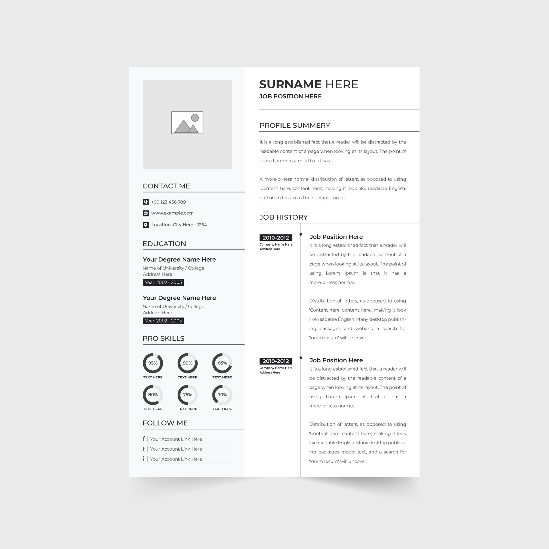 Simple Job Application Cv Template With Experience And Skill Section For The Corporate Office
