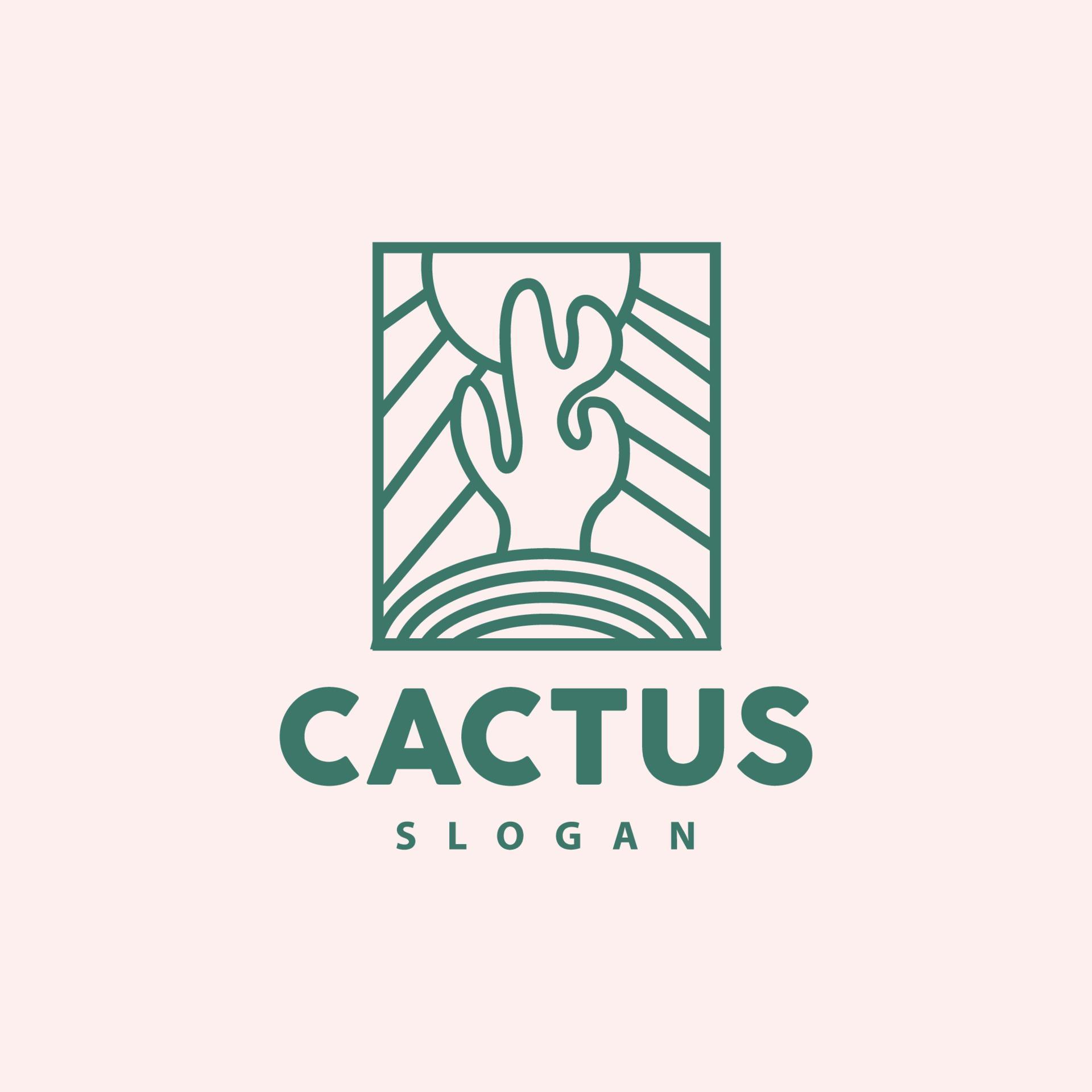 Cactus Logo, Desert Green Plant Vector, Simple Design Elegant Line Style, Icon Illustration ...