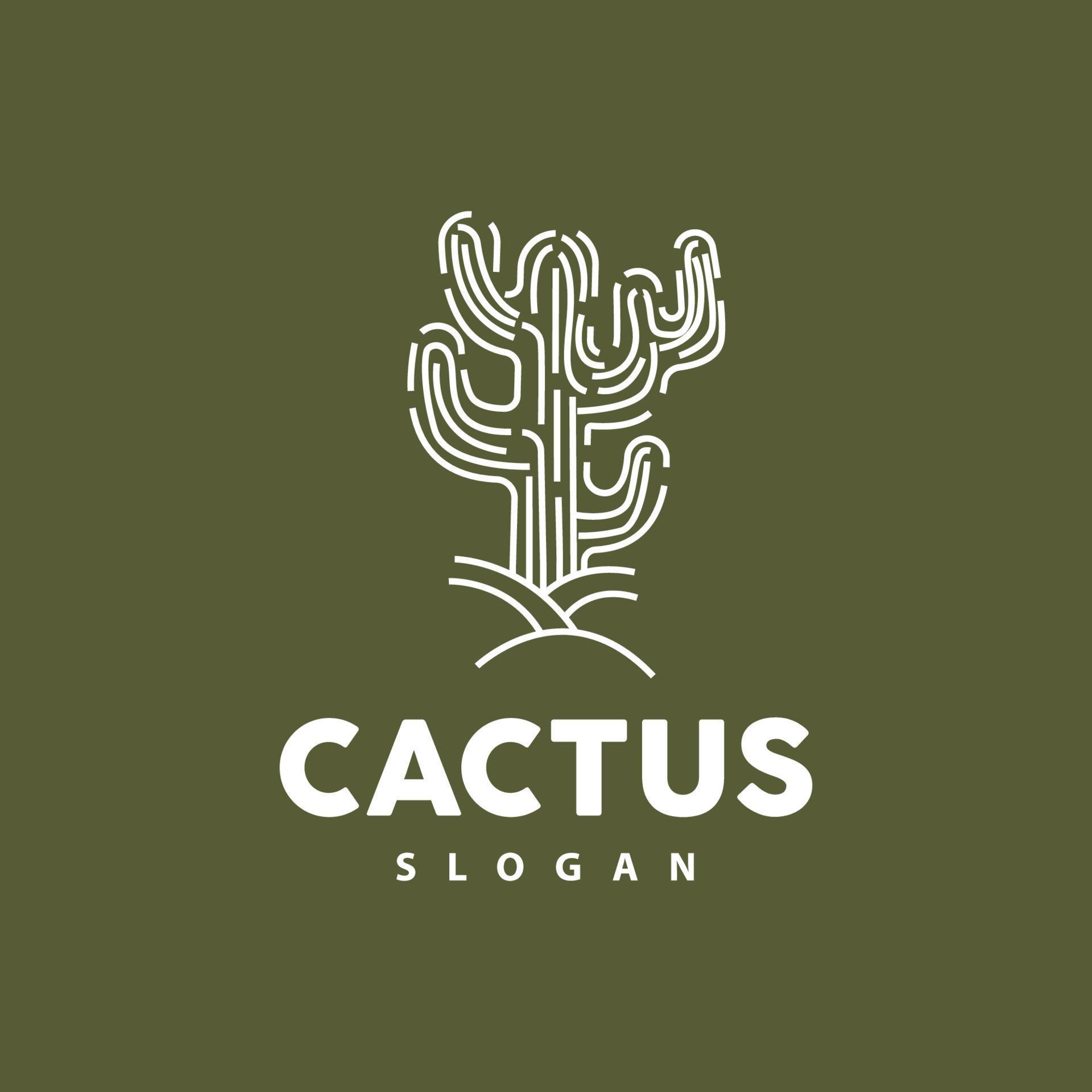 Cactus Logo, Desert Green Plant Vector, Simple Design Elegant Line Style, Icon Illustration ...