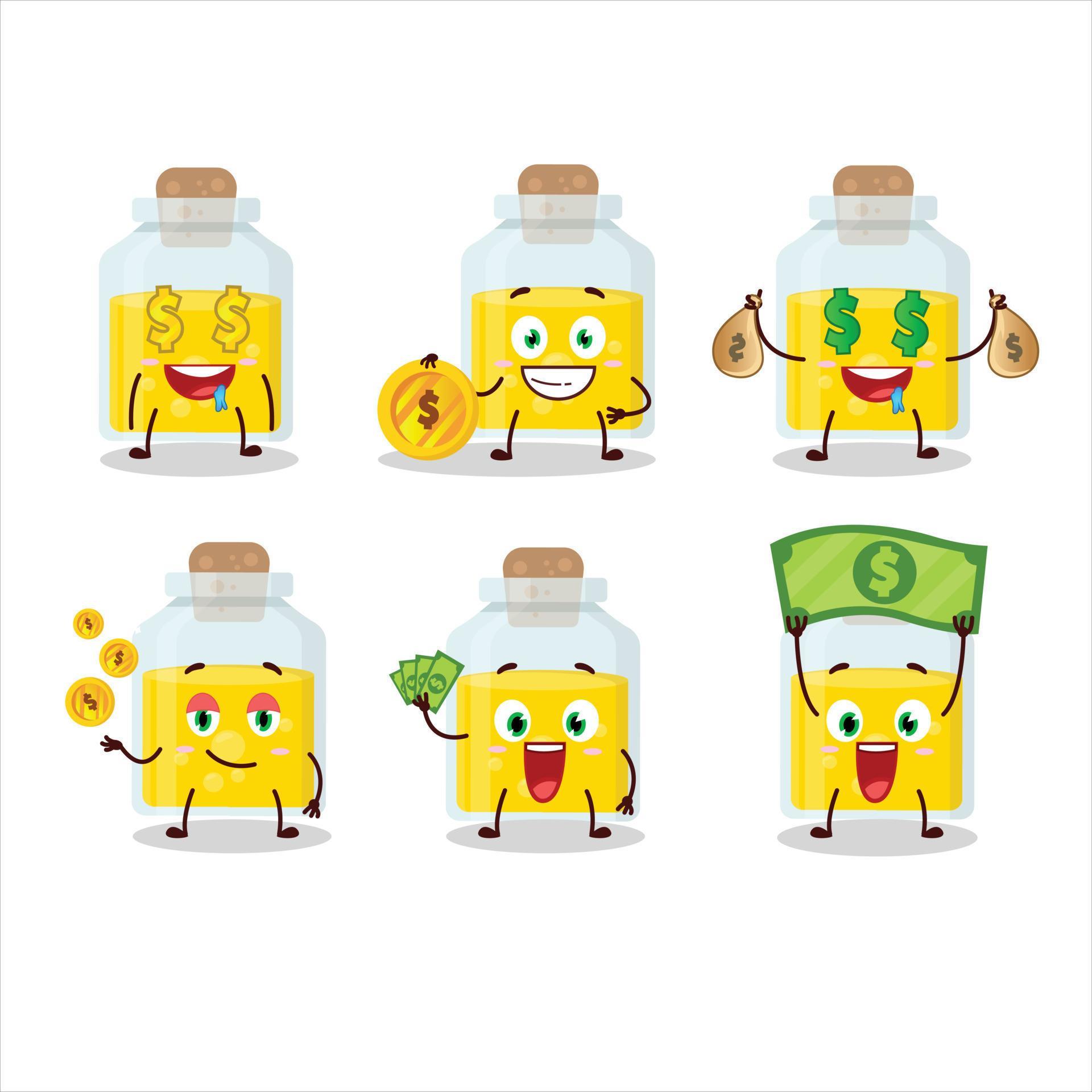 Yellow potion cartoon character with cute emoticon bring money 22347773 Vector Art at Vecteezy