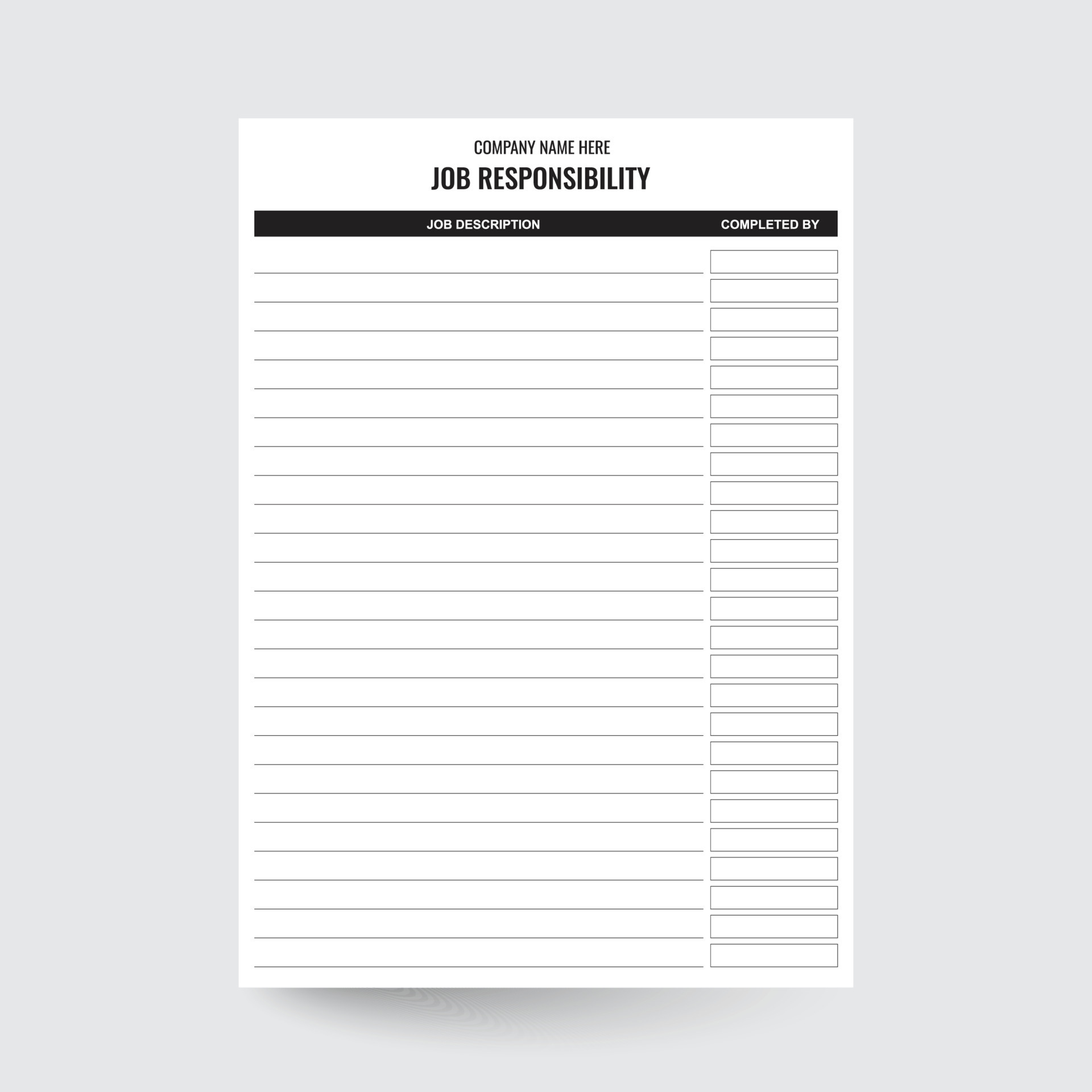 Job Responsibilities Chart