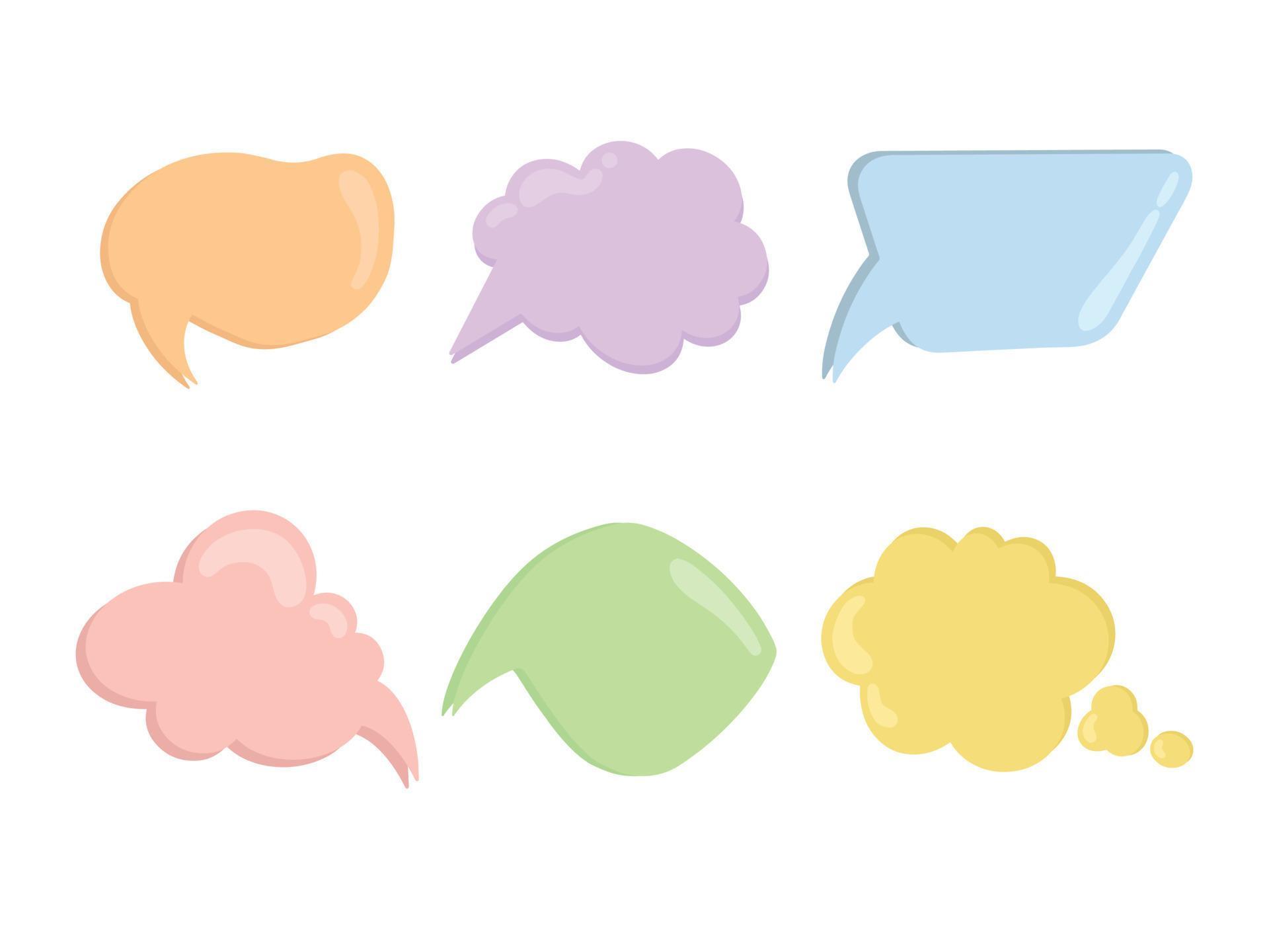 A set of colored message clouds. Pop-up message bubbles. Set of ...