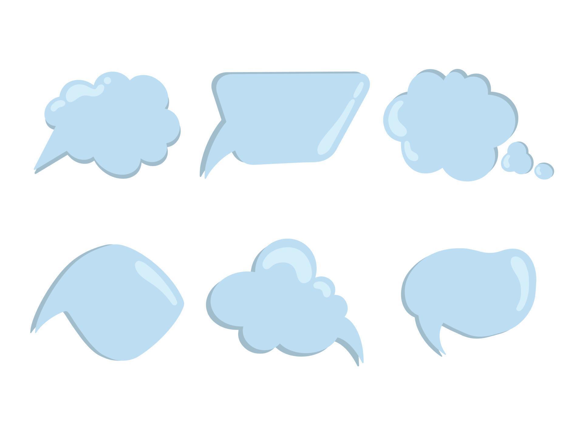 Set of blue message clouds. Pop-up message bubbles. Set of isolated ...
