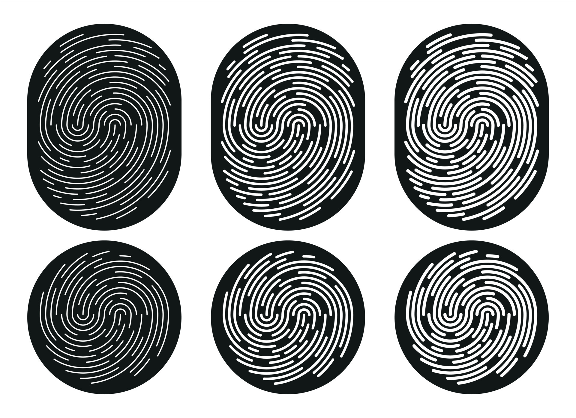 Fingerprint Identification Symbol Icon Set In Flat Style Security