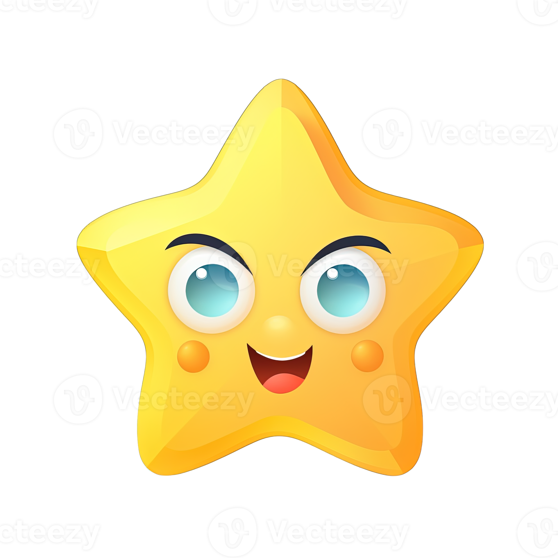 Cute yellow star with eyes and mouth. Vector illustration isolated on white background 22348529 PNG