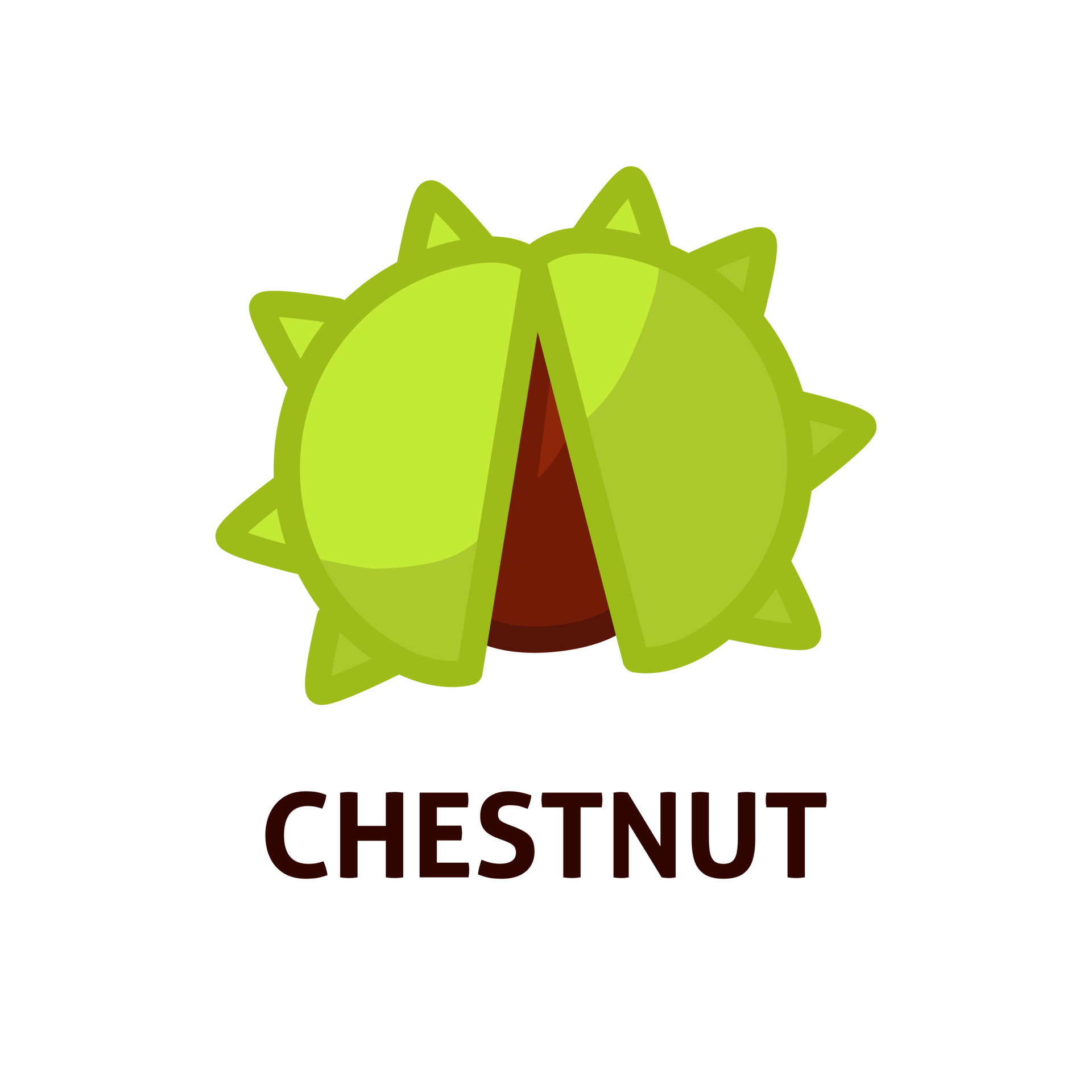 comestible castañas icono. crudo dulce nueces en verde cáscara con espinoso rebabas y pelado ...