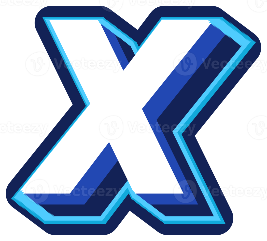 negrita 3d azul mayúscula letra X 22351800 PNG