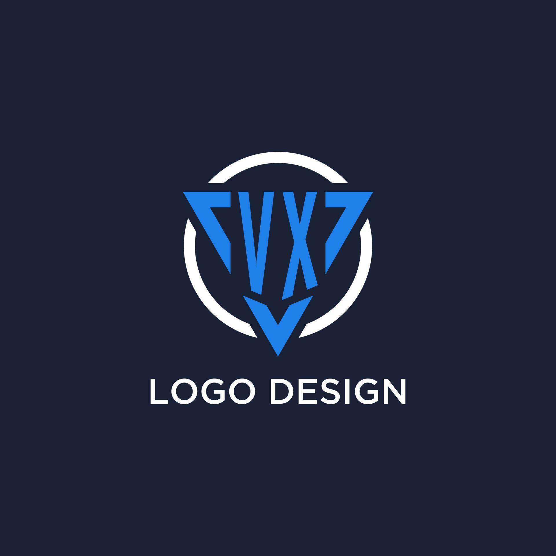 VX monogram logo with triangle shape and circle design elements ...