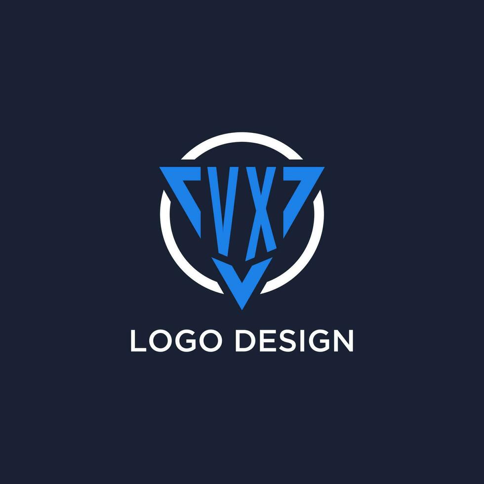 VX monogram logo with triangle shape and circle design elements ...