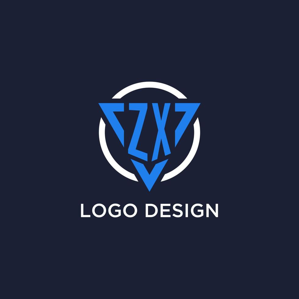 ZX monogram logo with triangle shape and circle design elements 22352812 Vector Art at Vecteezy