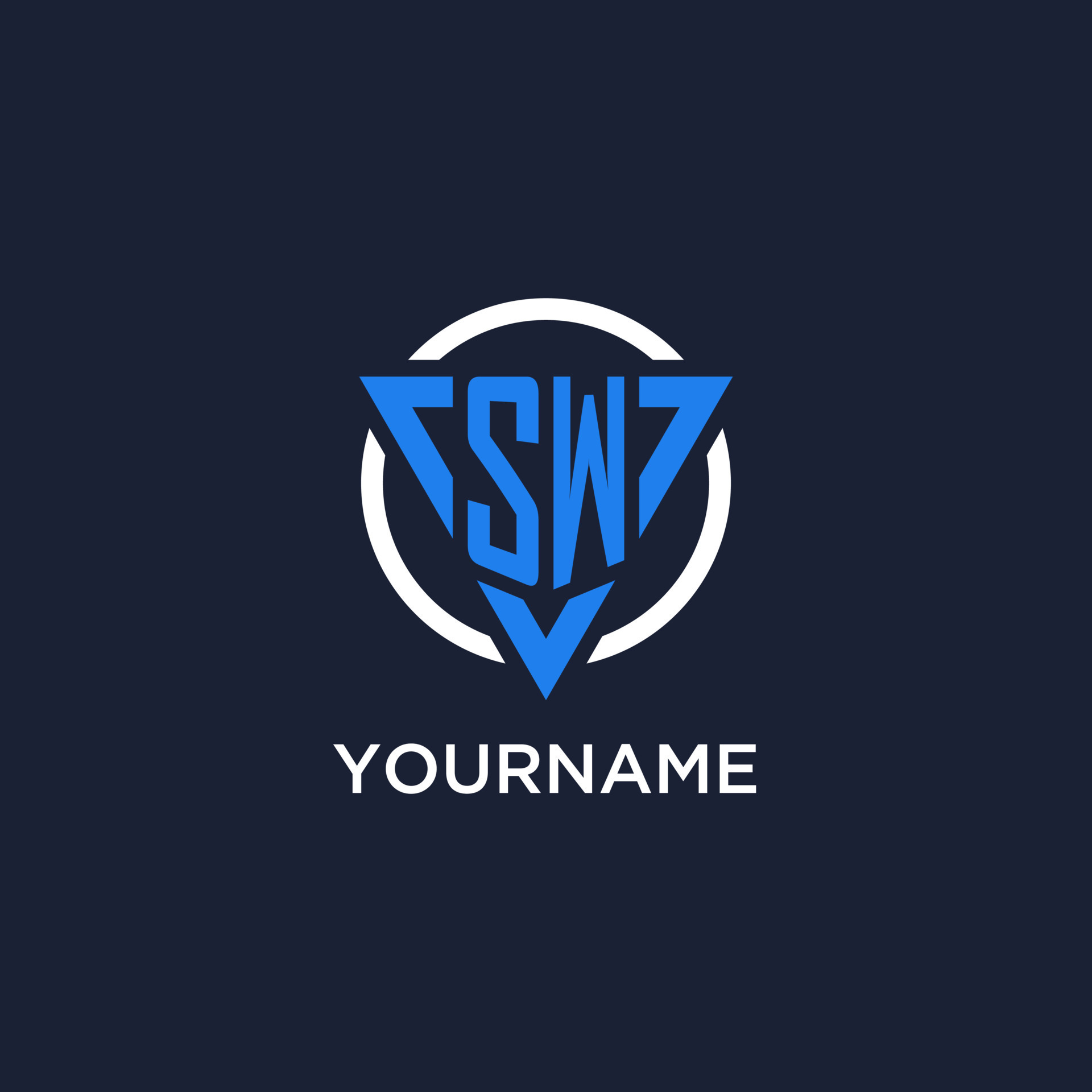Sw Monogram Logo With Triangle Shape And Circle Design Elements