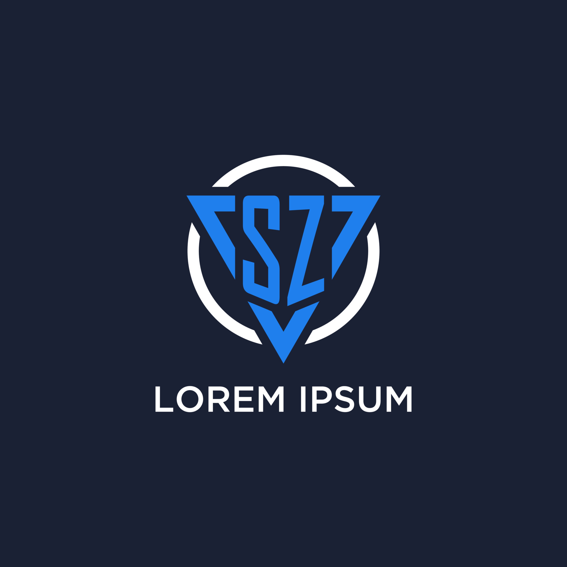 SZ monogram logo with triangle shape and circle design elements ...