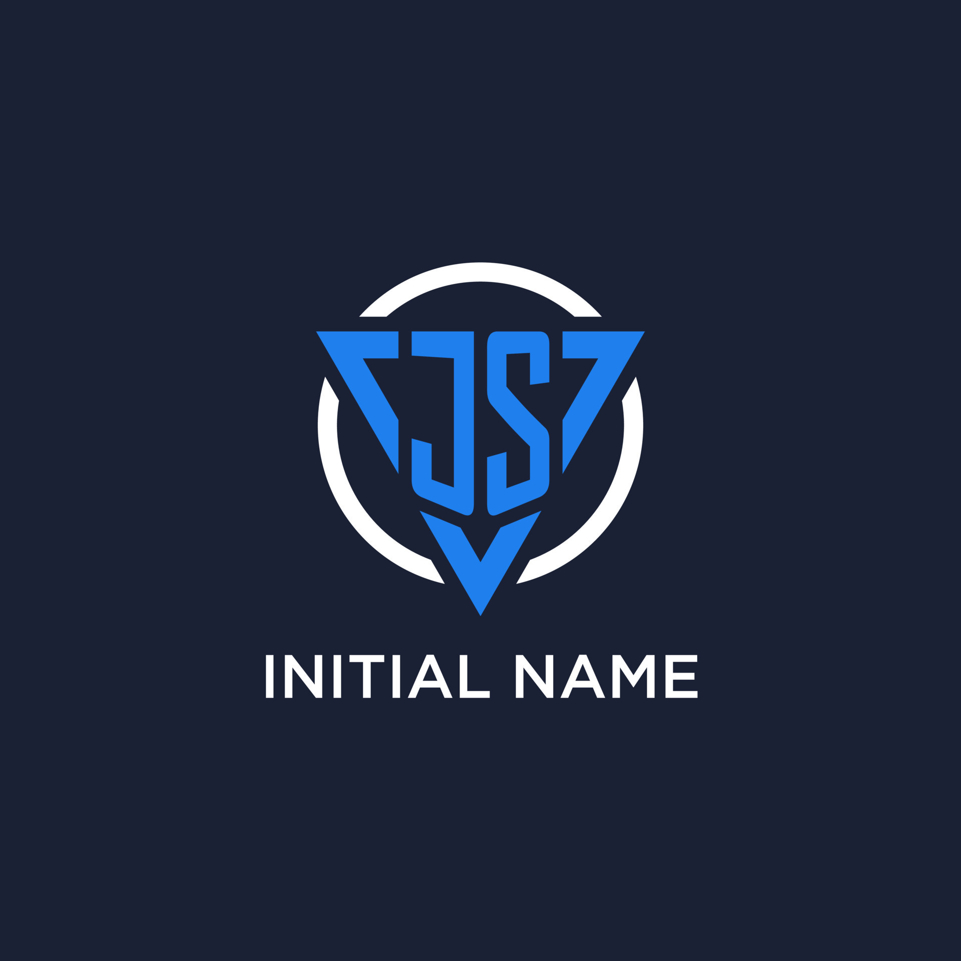 JS monogram logo with triangle shape and circle design elements ...