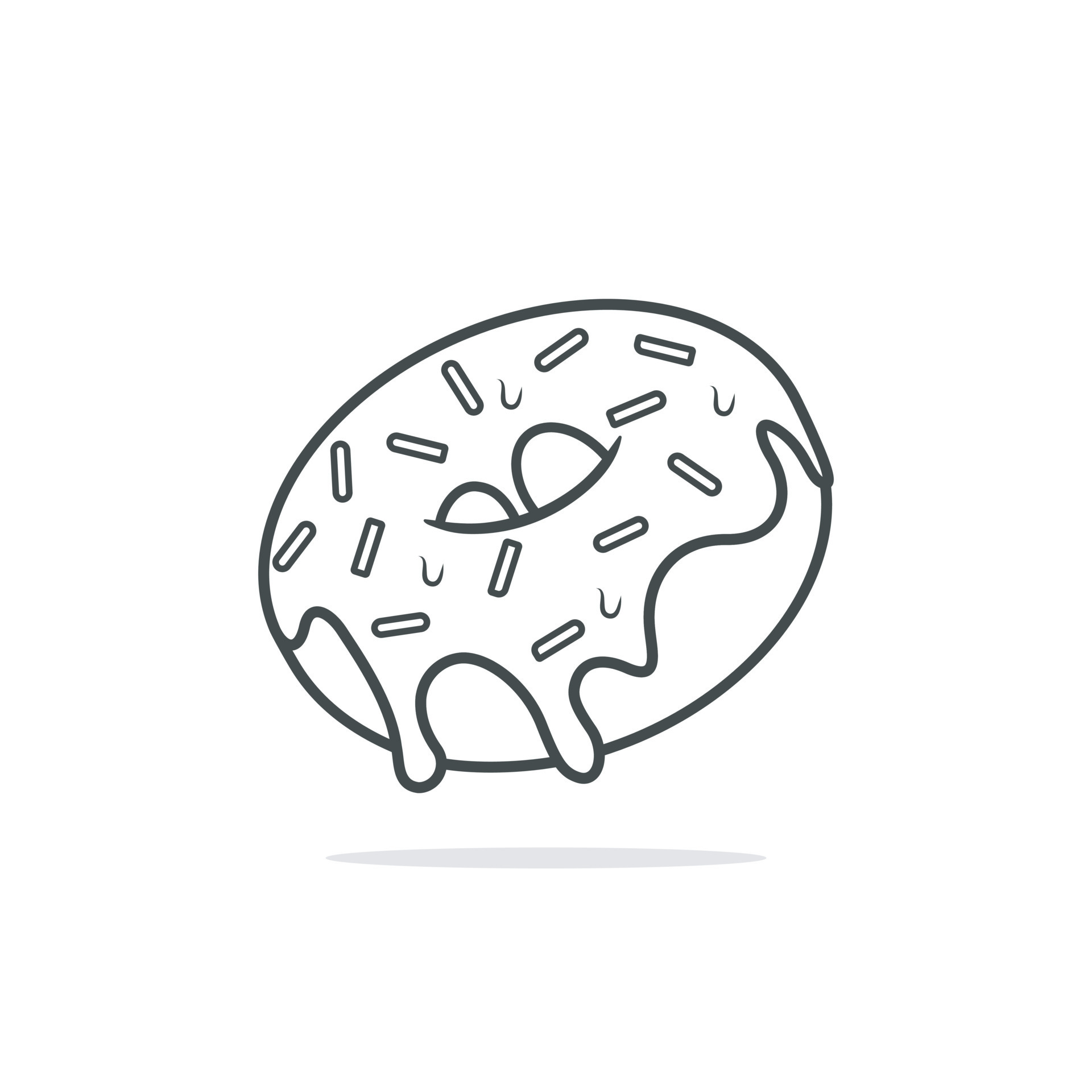 Floating Doughnut Cartoon Vector Icon Illustration Food Object Icon Concept Isolated Vector
