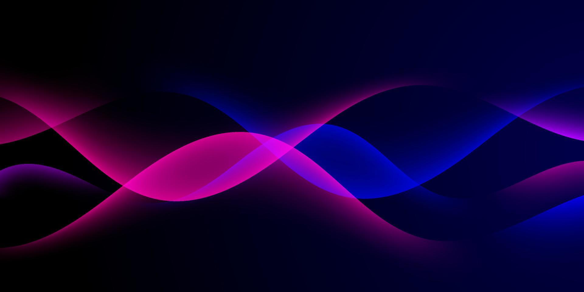 Modern dark flow blue, purple and pink light on black abstract ...