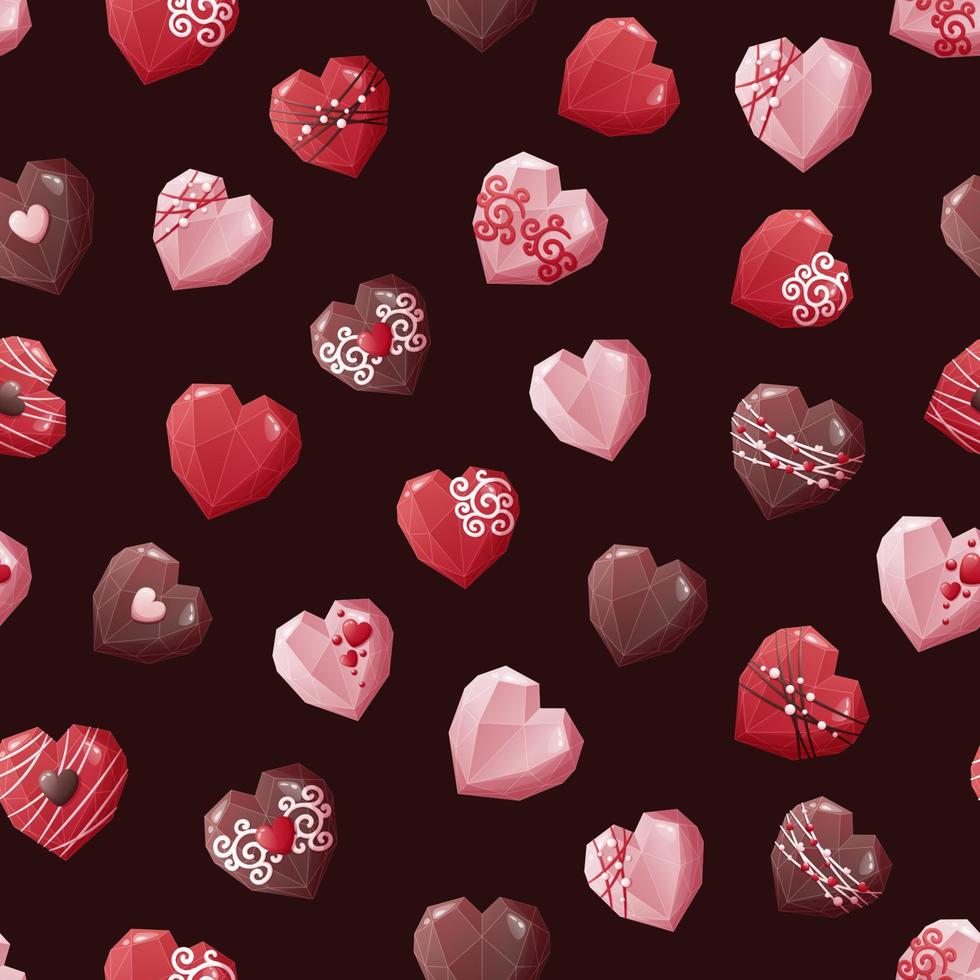 Seamless pattern with chocolates in the form of hearts. Romance ...