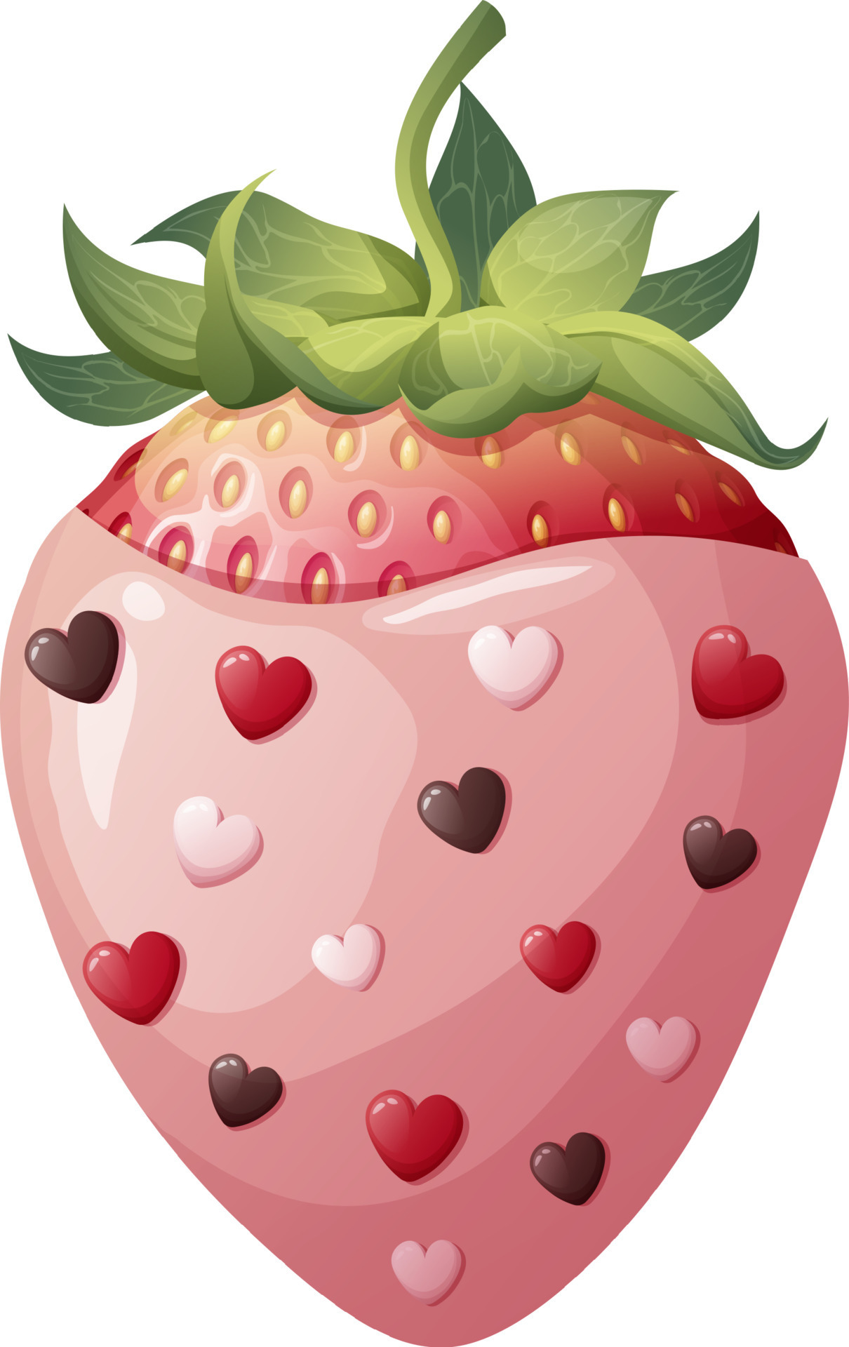 Strawberries in chocolate with decoration on an isolated background ...