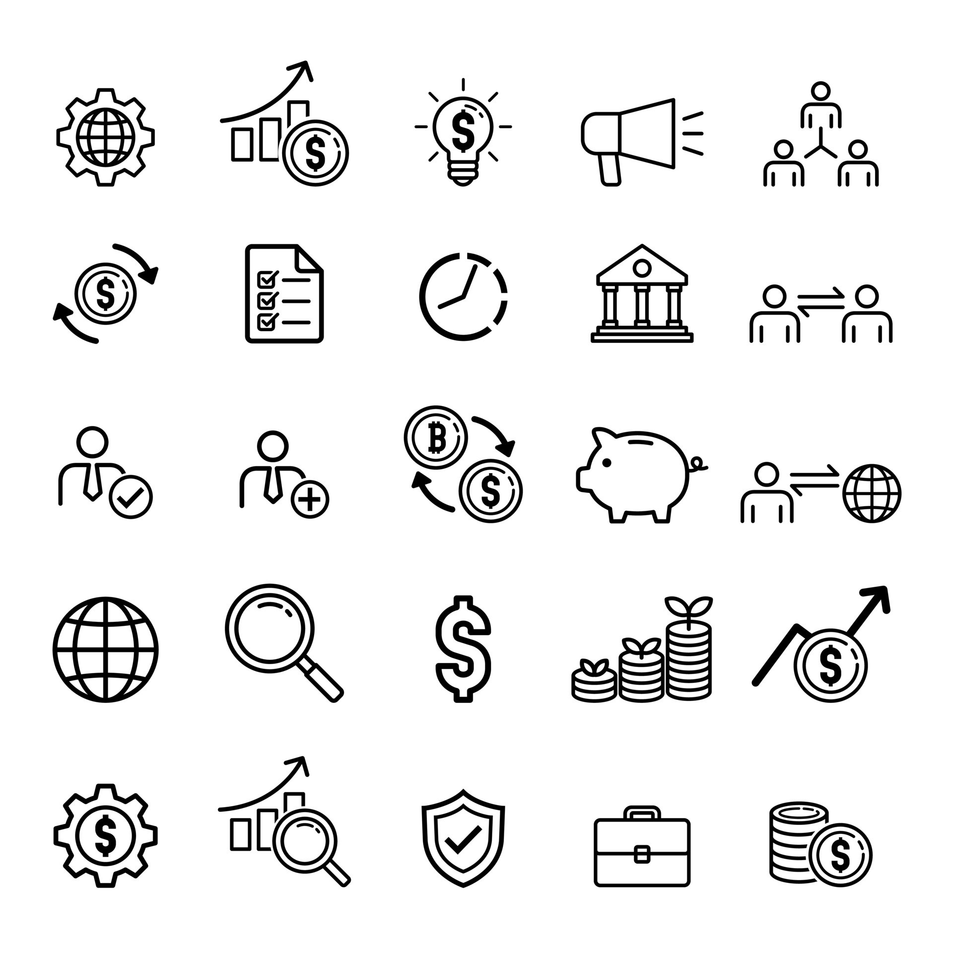 Business Line Icon Set 22385401 Vector Art At Vecteezy