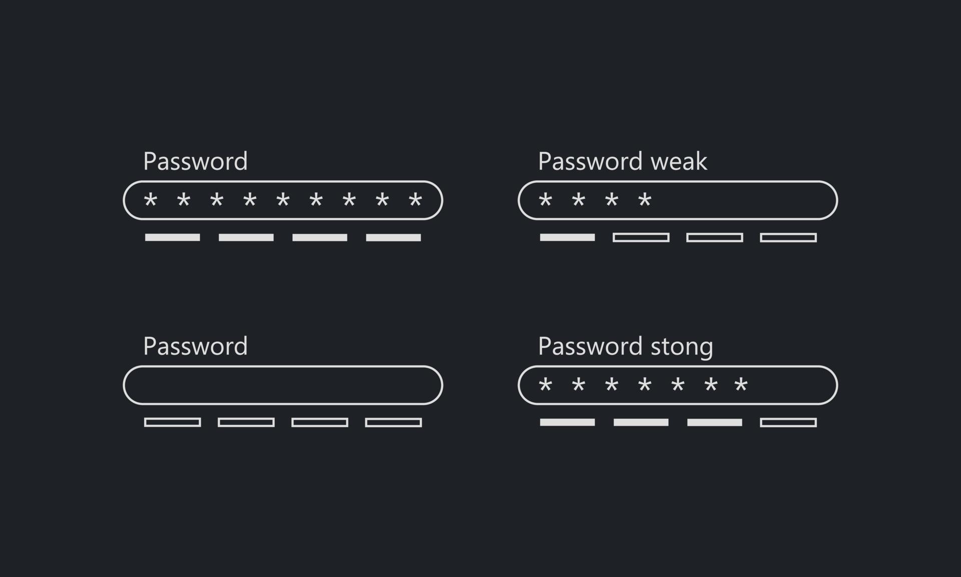 Password Weak And Strong Interface Security Bar Safety Requirement