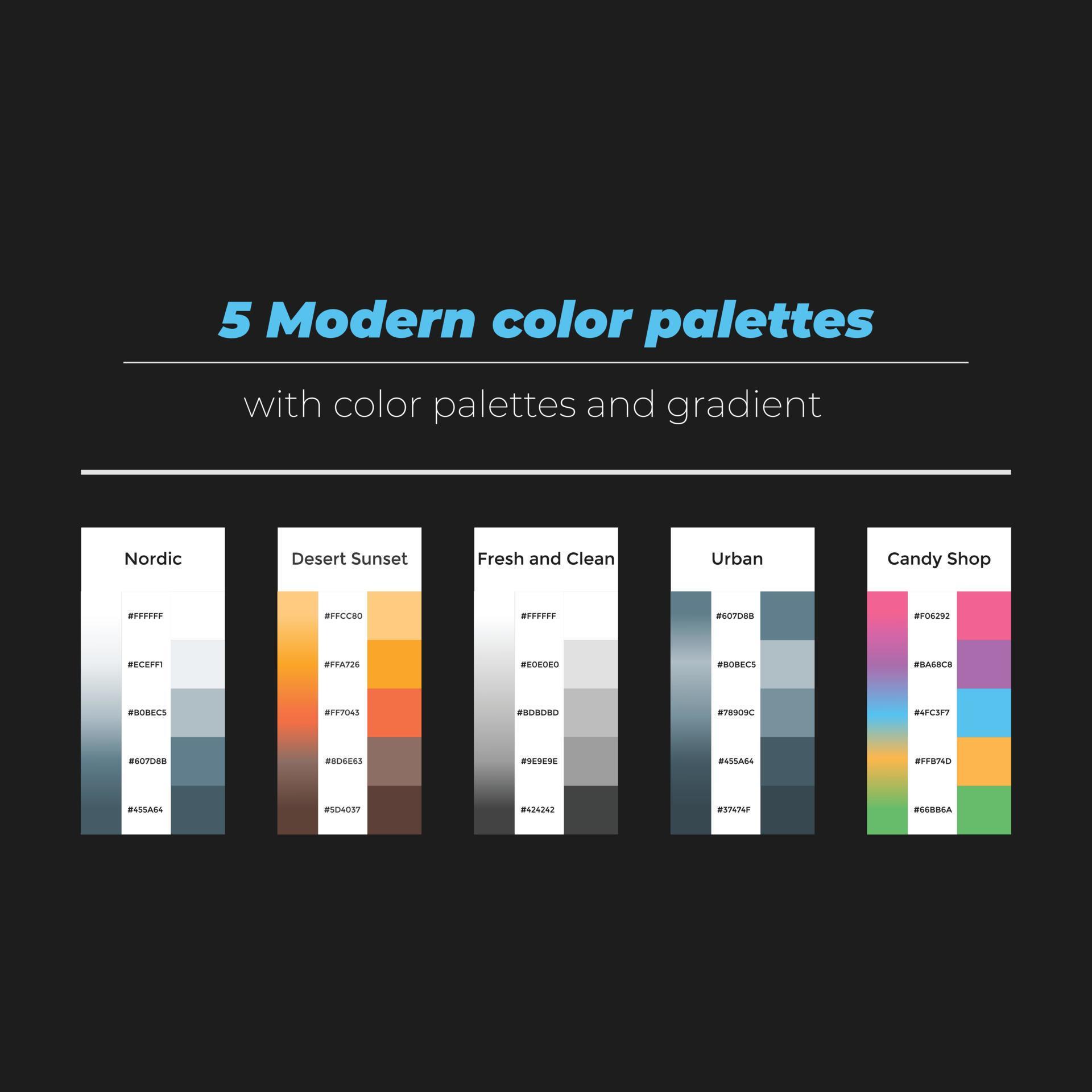 5 modern color palettes with color and gradient 22392750 Vector Art at ...