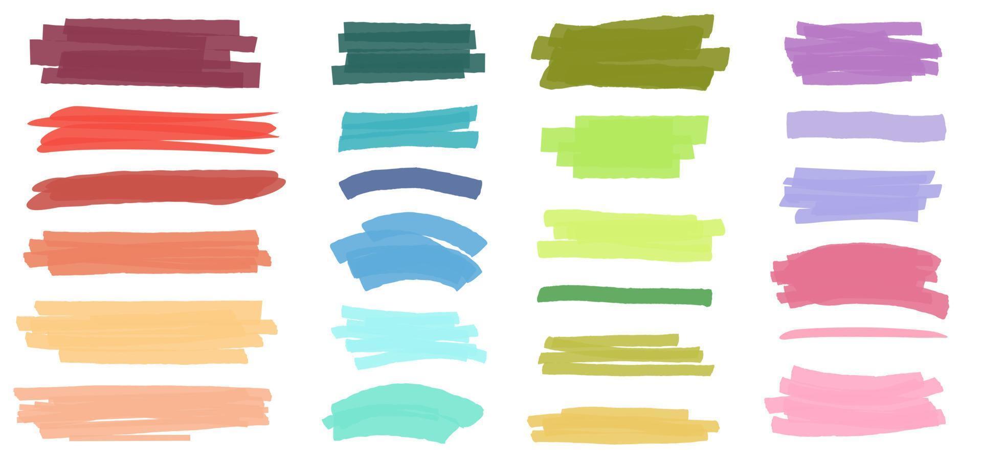 Marker Lines Color Ink Pen Brush Strokes Underlines Colorful Highlight Markers Hand Drawn