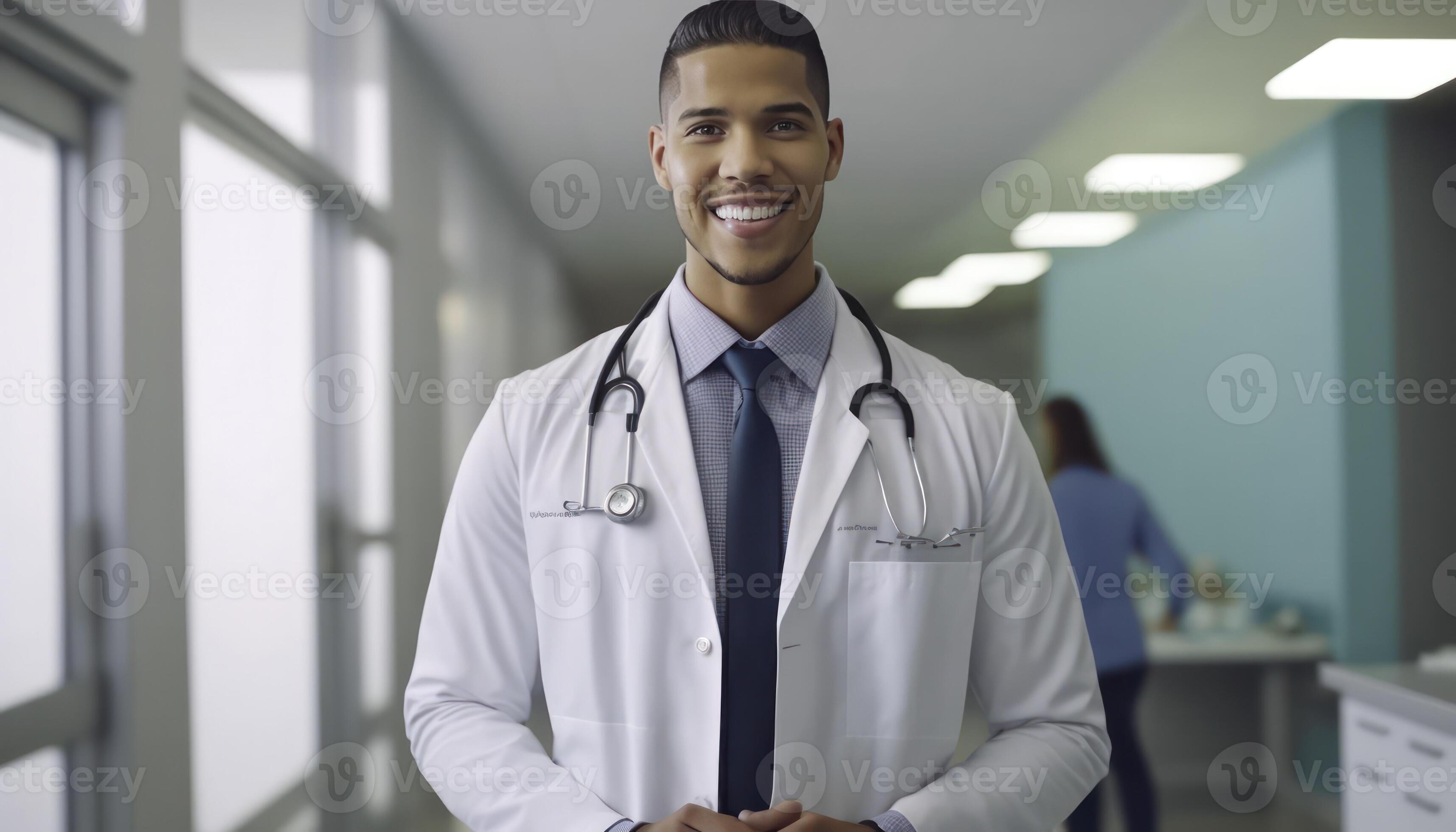 a beautiful smiling young male doctor in front of a blurry white ... a beautiful smiling young male doctor in front of a blurry white ...