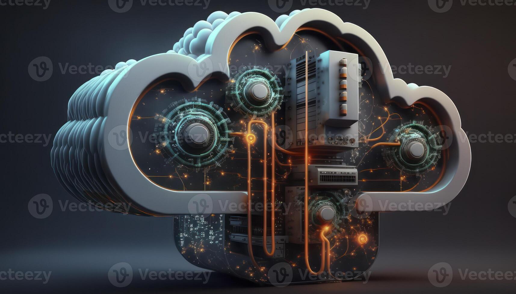 Holographic Cloud Data System 3D Render of Computing and Data Transfer ... Holographic Cloud Data System 3D Render of Computing and Data Transfer ...