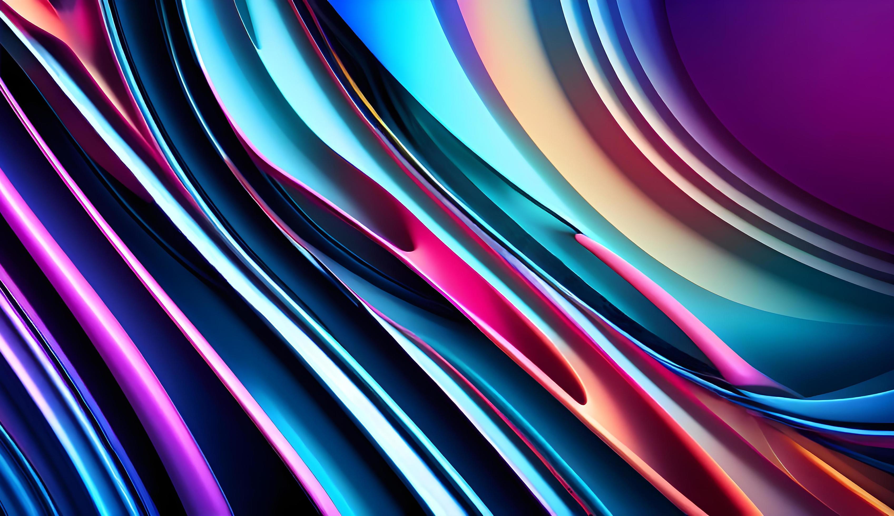 Abstract illustration of 3d iridescent wavy chromatic shapes. Modern ... Abstract illustration of 3d iridescent wavy chromatic shapes. Modern ...