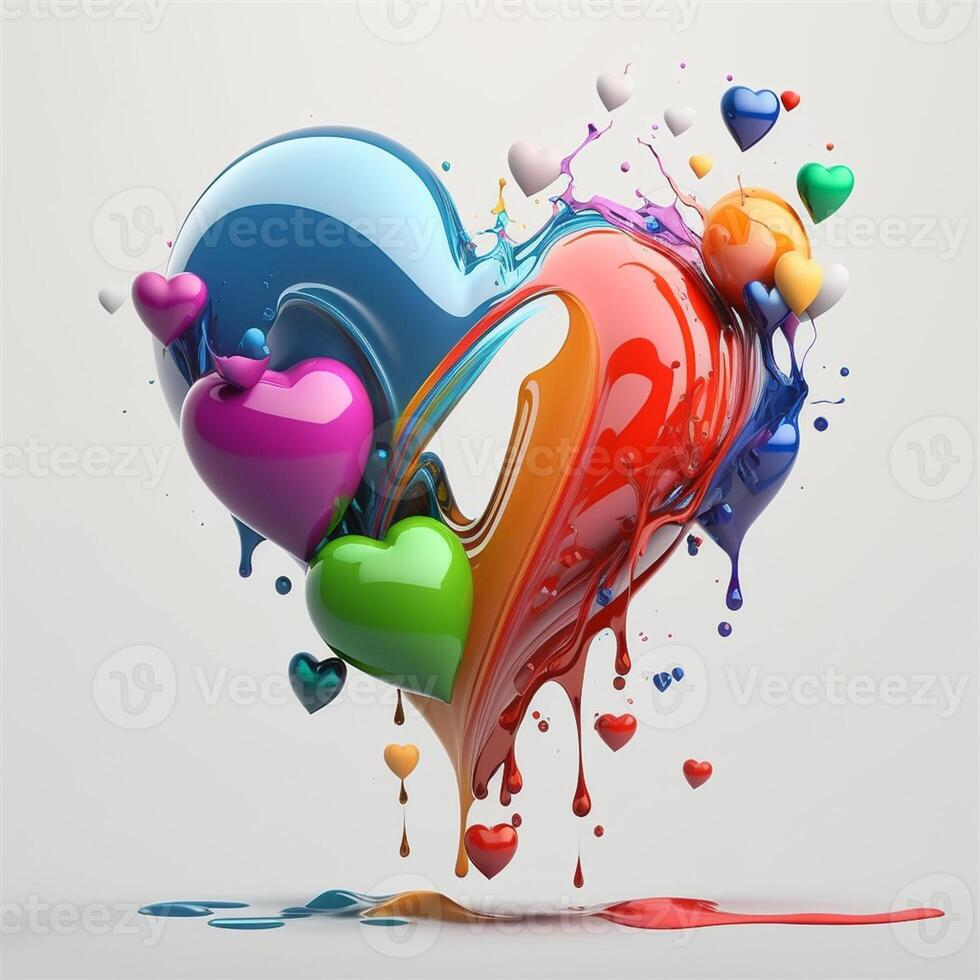 Valentine's day rainbow heart-shaped balloons isolated on plain ...