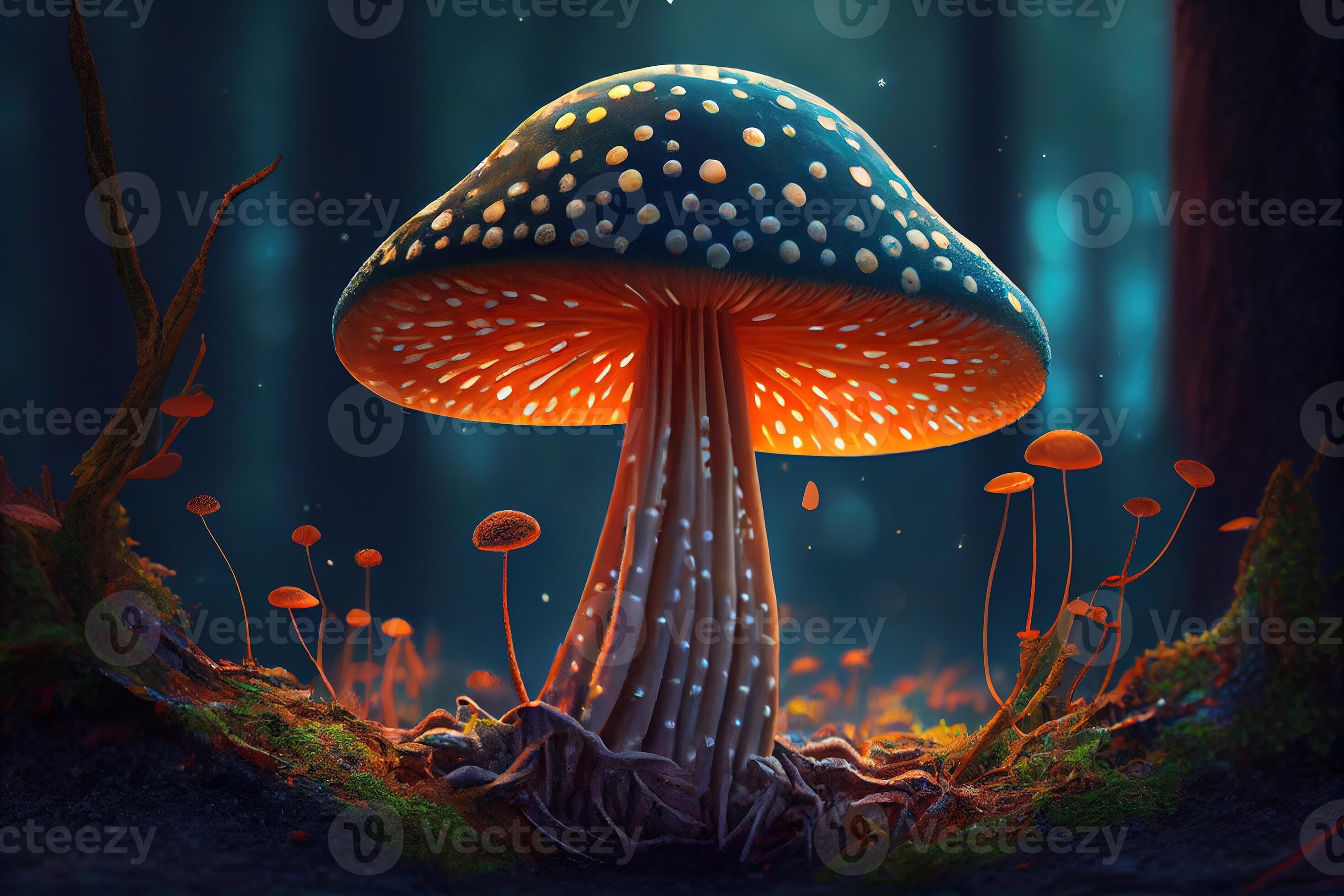 Magic mushroom in the forest. . Digital Art Illustration 22400490 Stock ...