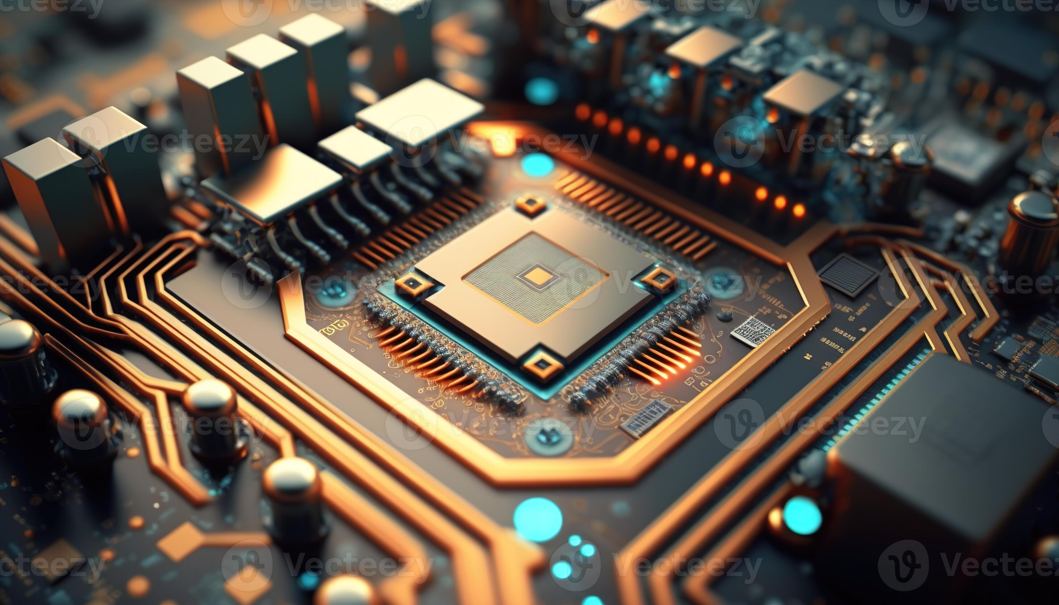 AI. Circuit board. Technology background. Central Computer Processors CPU concept. Motherboard ...