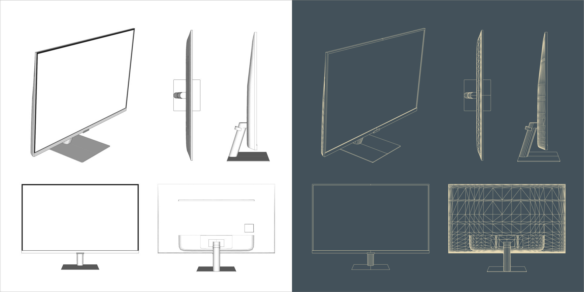 Vector Desktop Monitor Computer screen illustration line blueprint ...