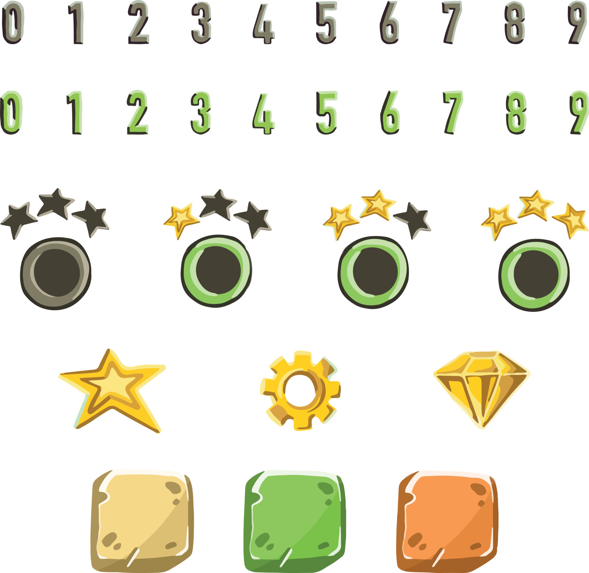 Game template with elements of game objects. Vector illustration ...