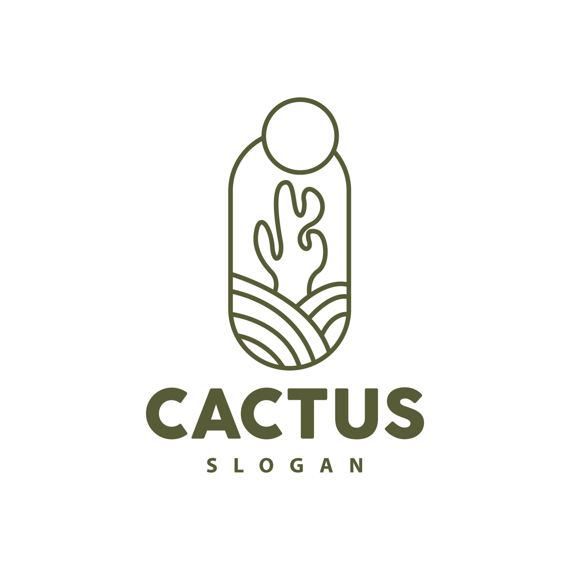 Cactus Logo, Desert Green Plant Vector, Simple Design Elegant Line Style, Icon Illustration ...