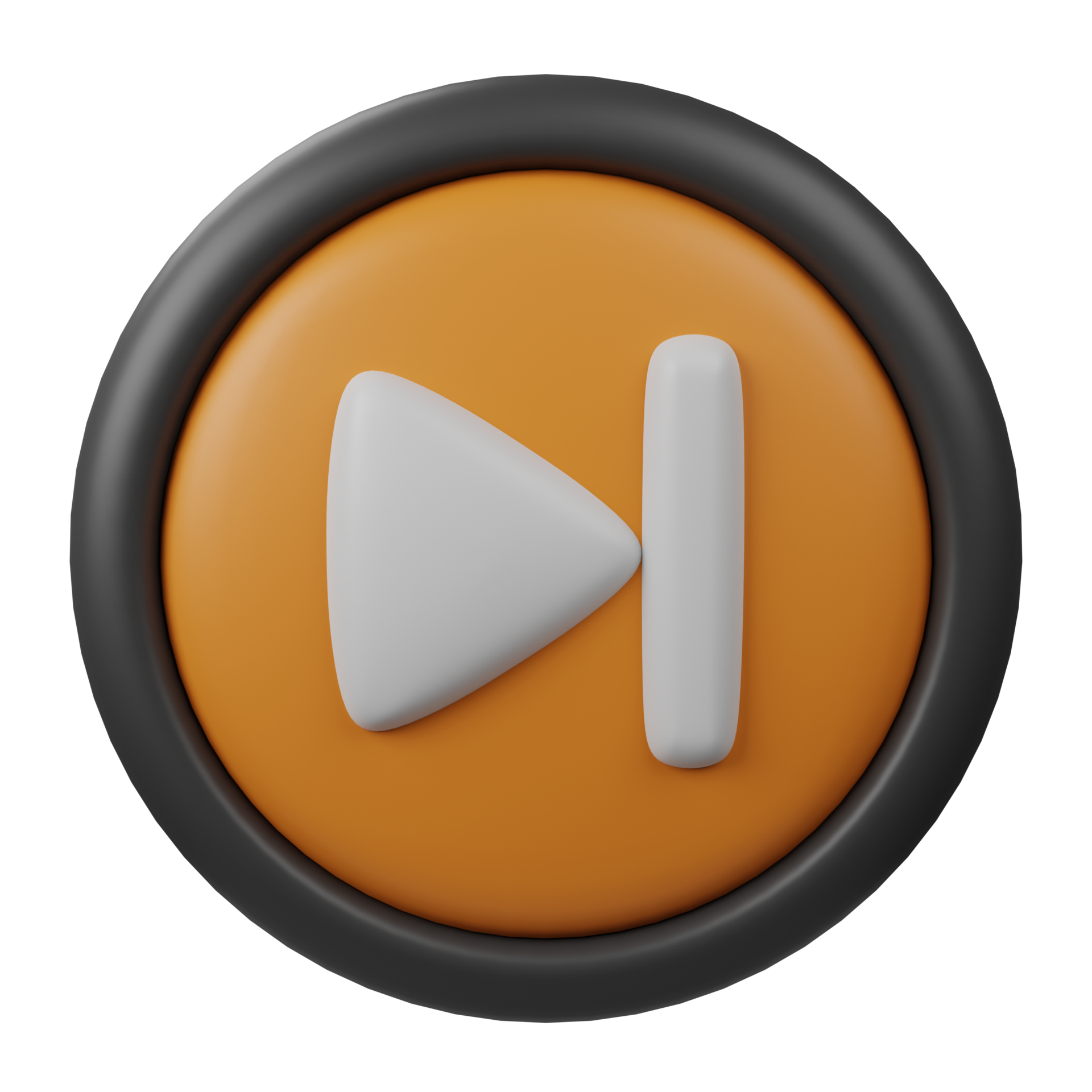 3d icono naranja siguiente botón con negro frontera para vídeo jugador control S o ui y web ...