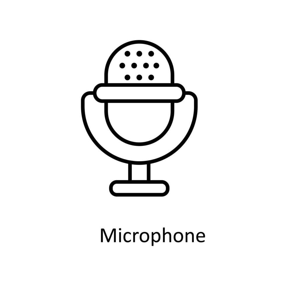Micrófono Vector Contorno Iconos Sencillo Valores Ilustración Valores