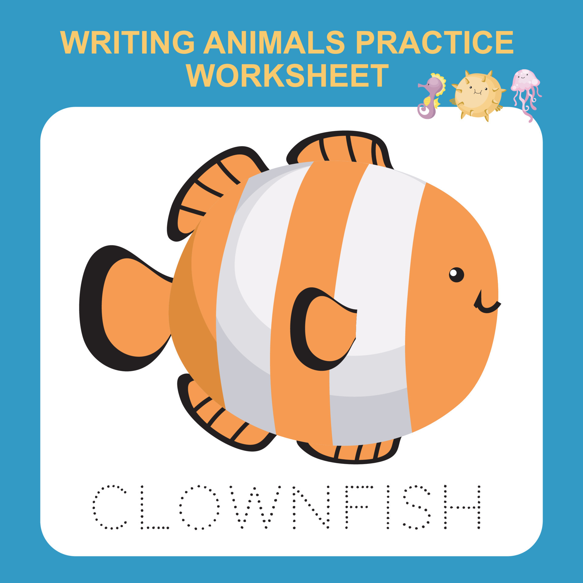 Illustration Of Writing Animals Practice Worksheet Educational Illustration Of Writing Animals Practice Worksheet Educational